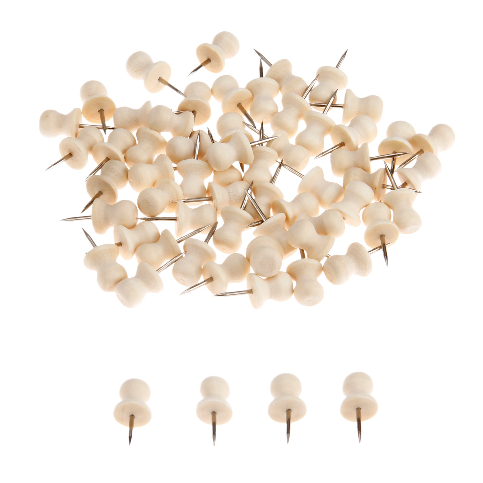 9/30/40/50/60Pcs Wood Push Pins Thumb Tack Message Board Pushpin Paper ...