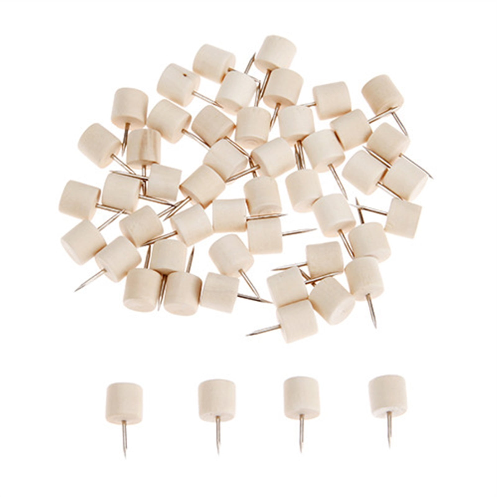 9/30/40/50/60Pcs Wood Push Pins Thumb Tack Message Board Pushpin Paper ...