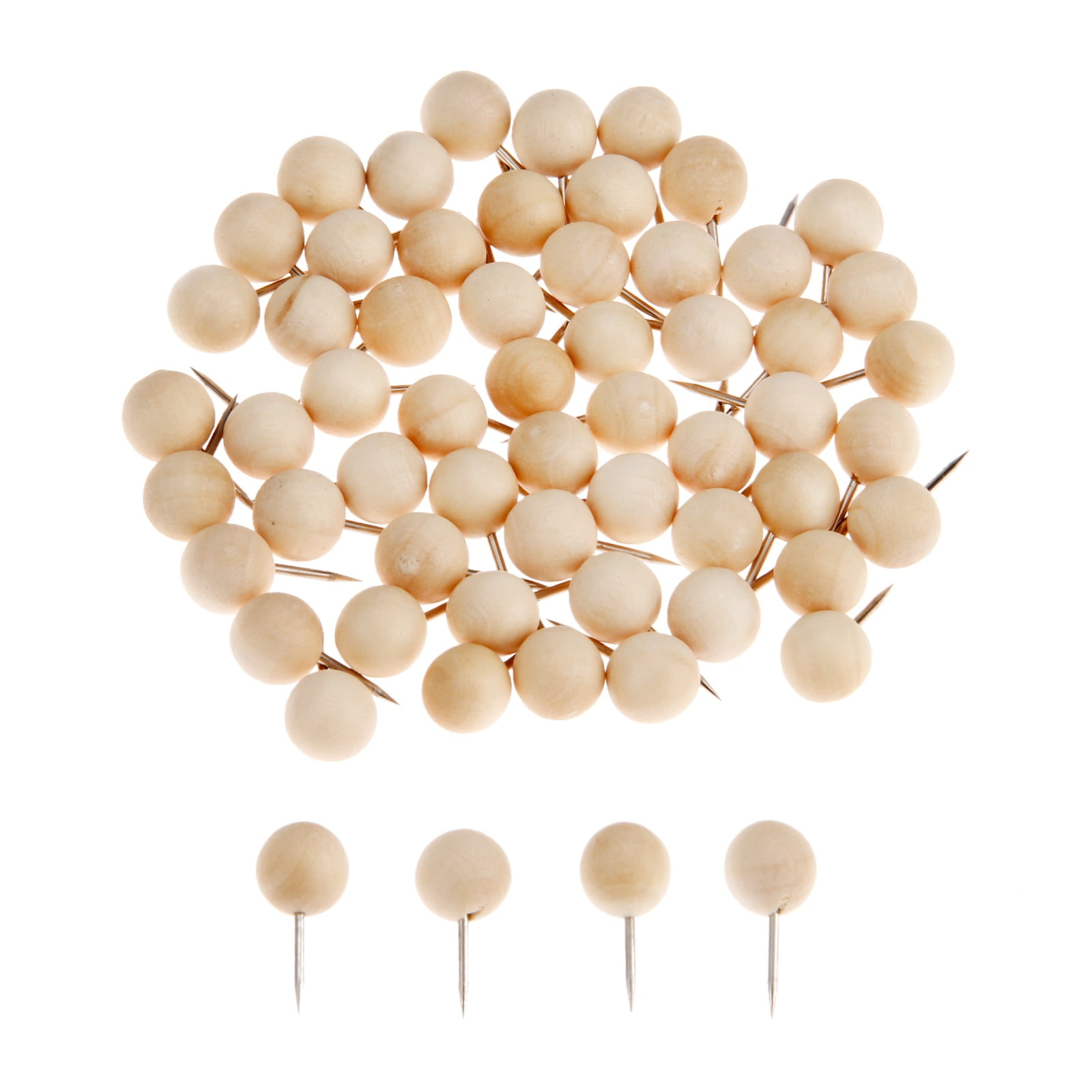 9/30/40/50/60Pcs Wood Push Pins Thumb Tack Message Board Pushpin Paper ...