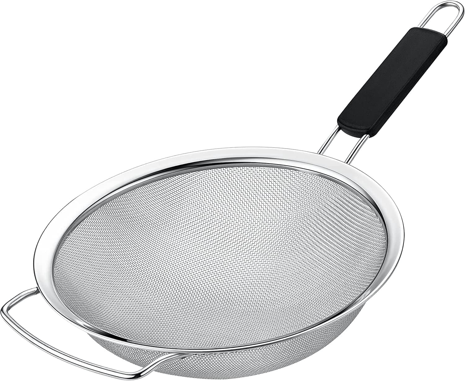 9" Large Extra Fine Mesh Strainer with Thermo Plastic Rubber Handle ...