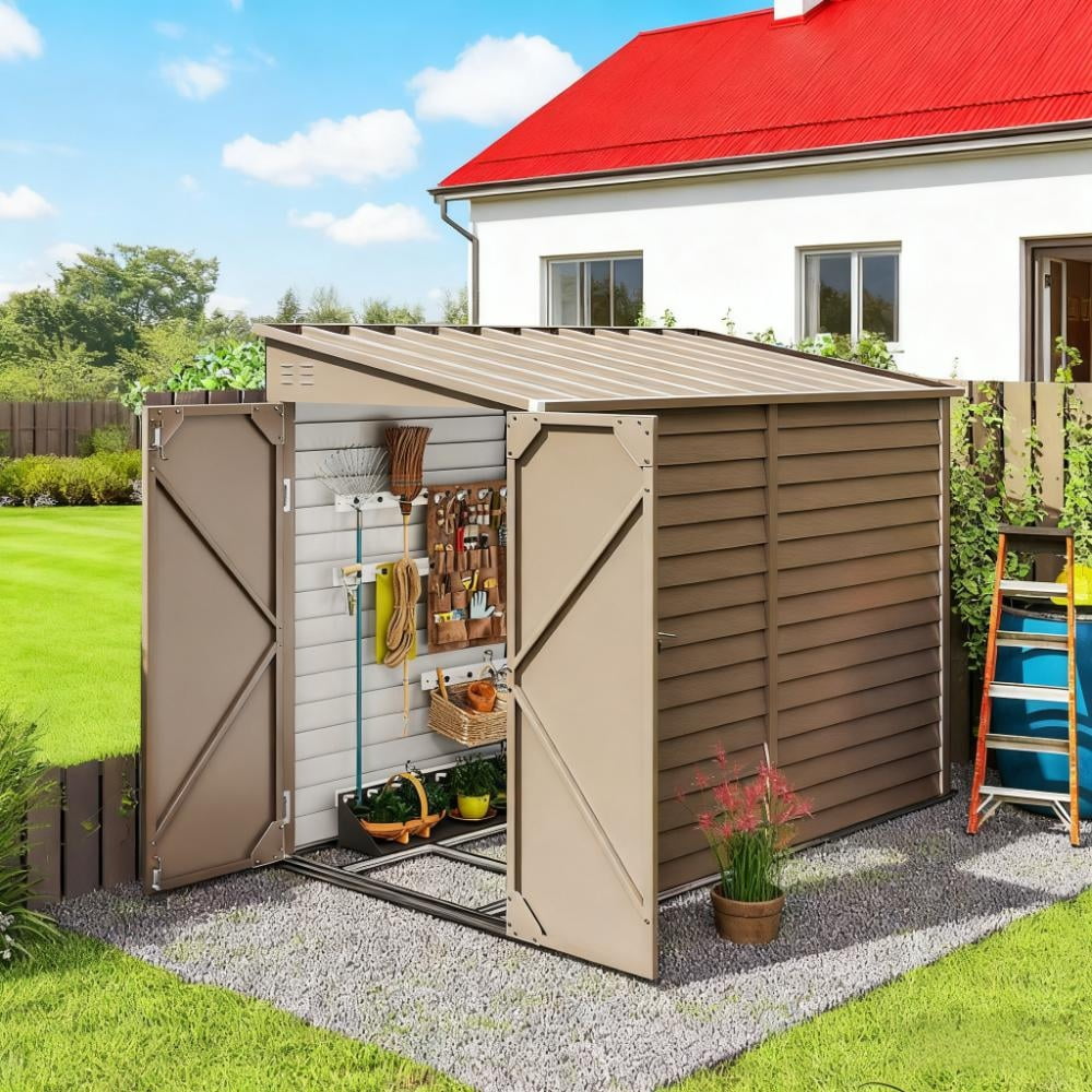 9'×4' Secure Outdoor Tool Shed with Lockable Doors,Durable Galvanized ...
