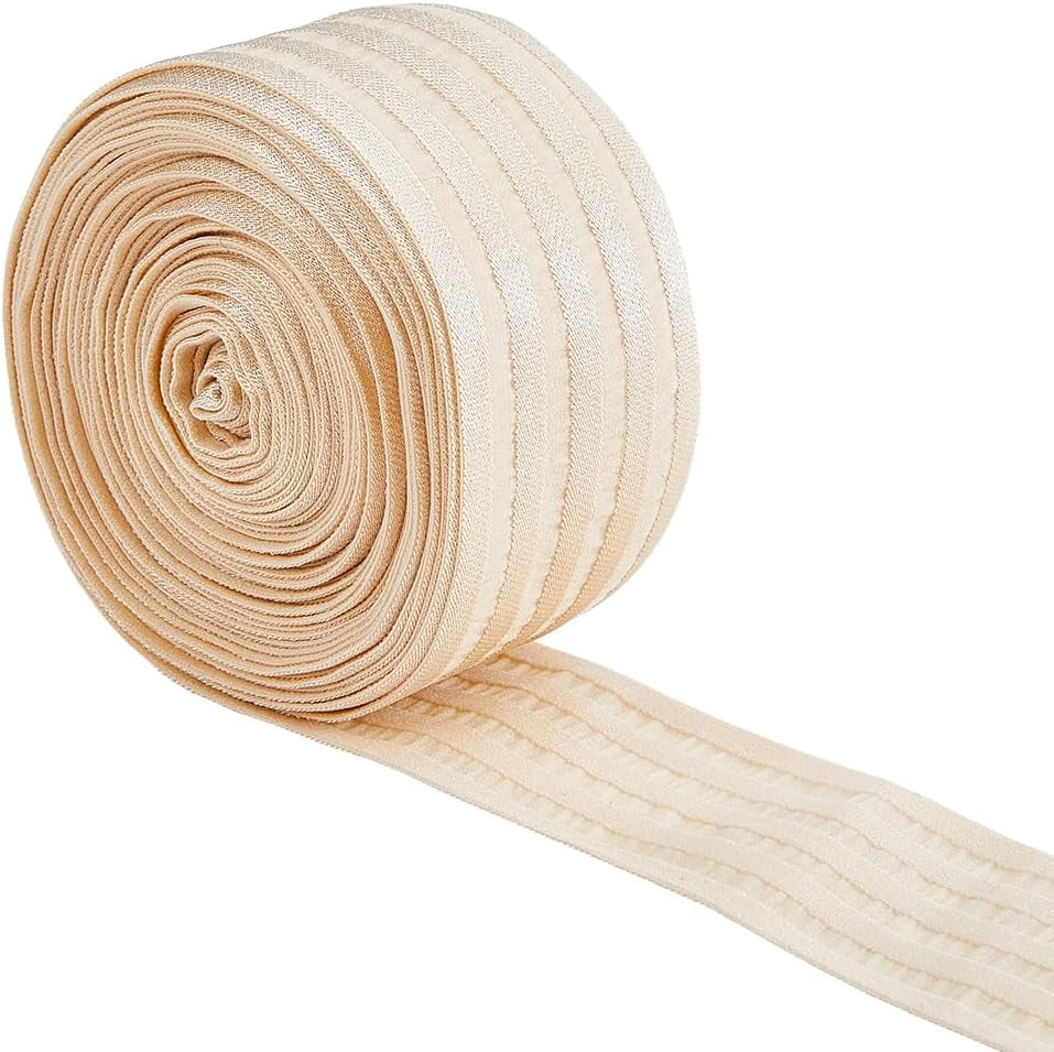 9.4 Yard Wide Soft Elastic Band Beige Striped Waistband Elastic Band ...