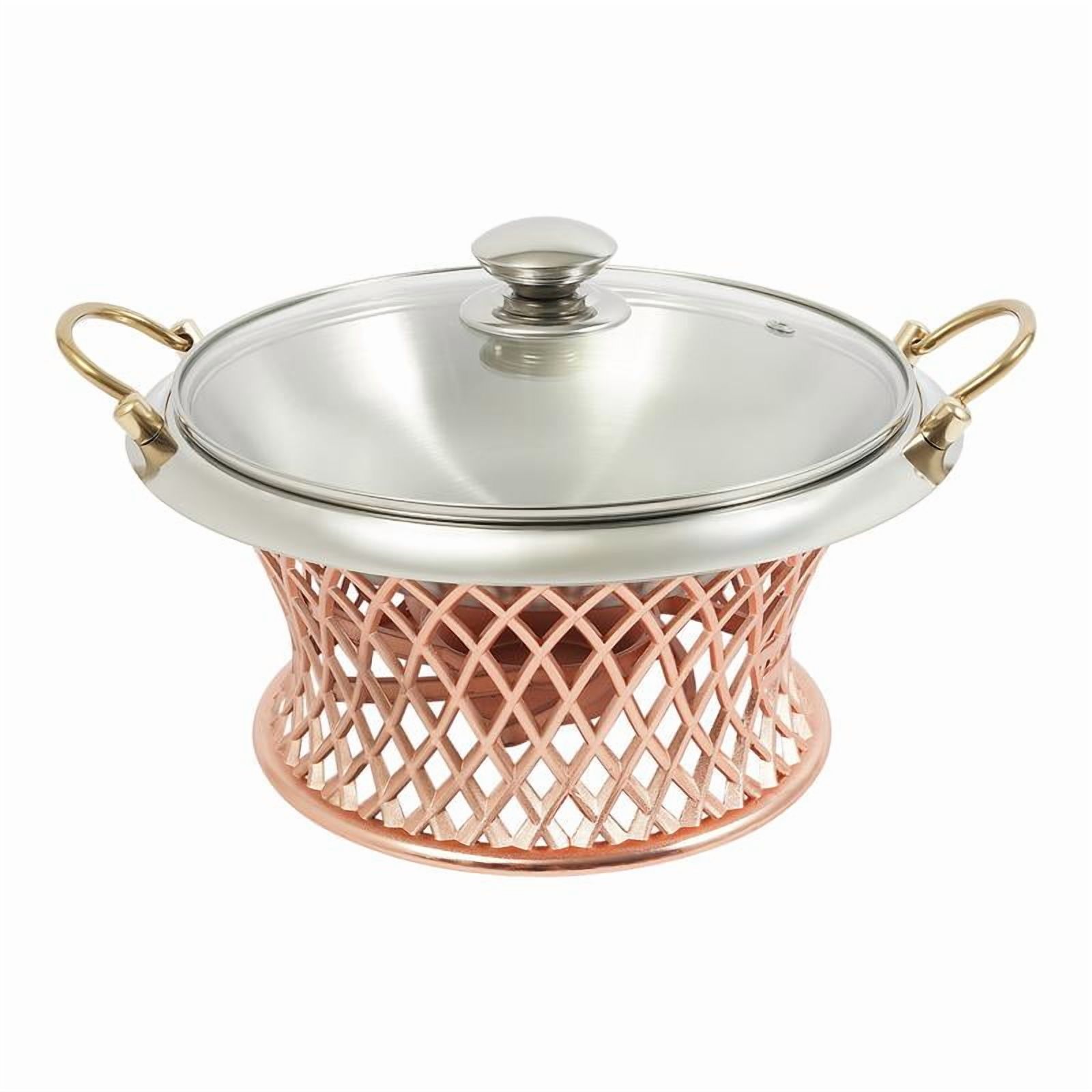9.45" Copper Chafing Dish Set Food Warmer with Glass Lid & Fuel Holder ...