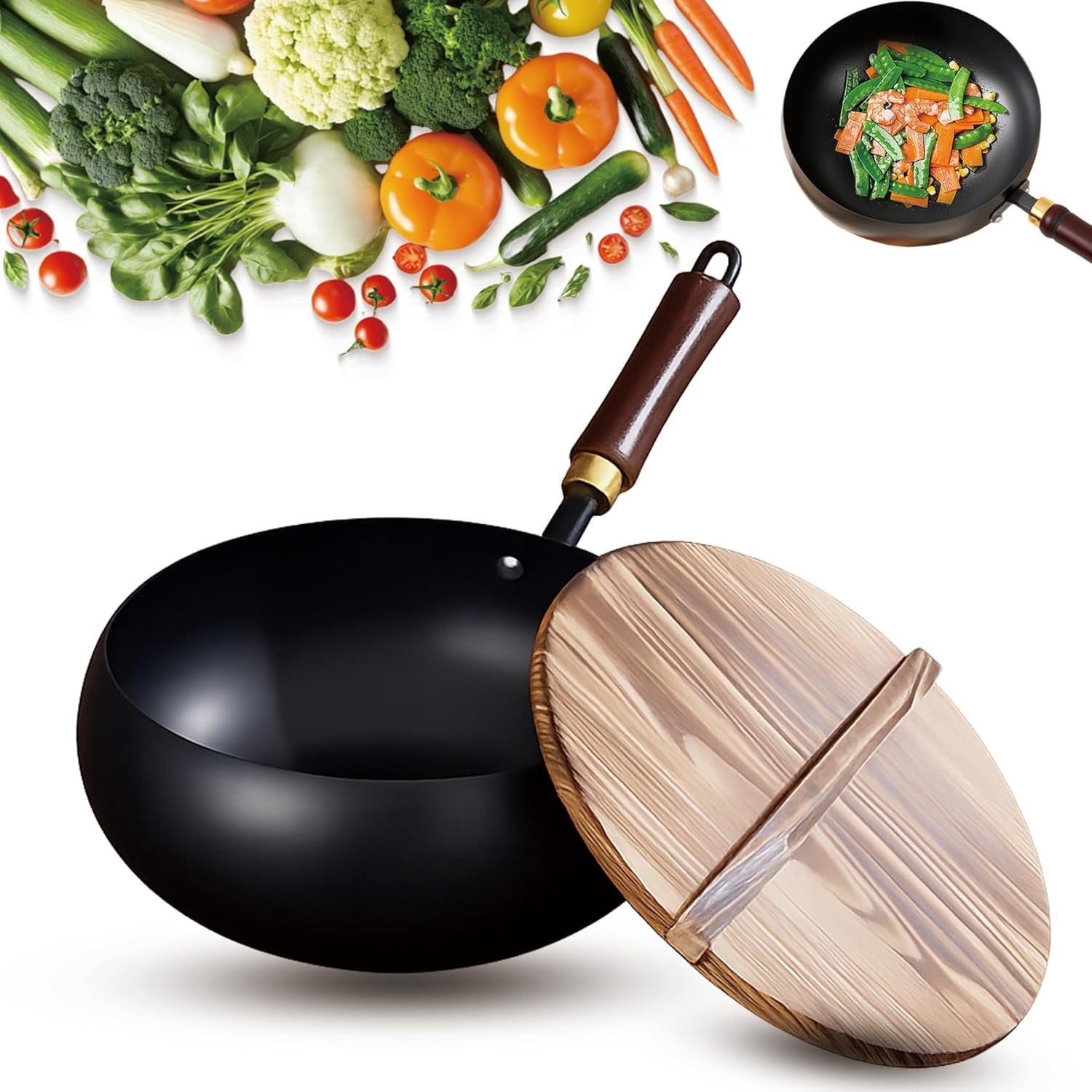 9.45 Inch Japanese Iron Pan - Uncoated Non-Stick Frying Pan with Glass ...