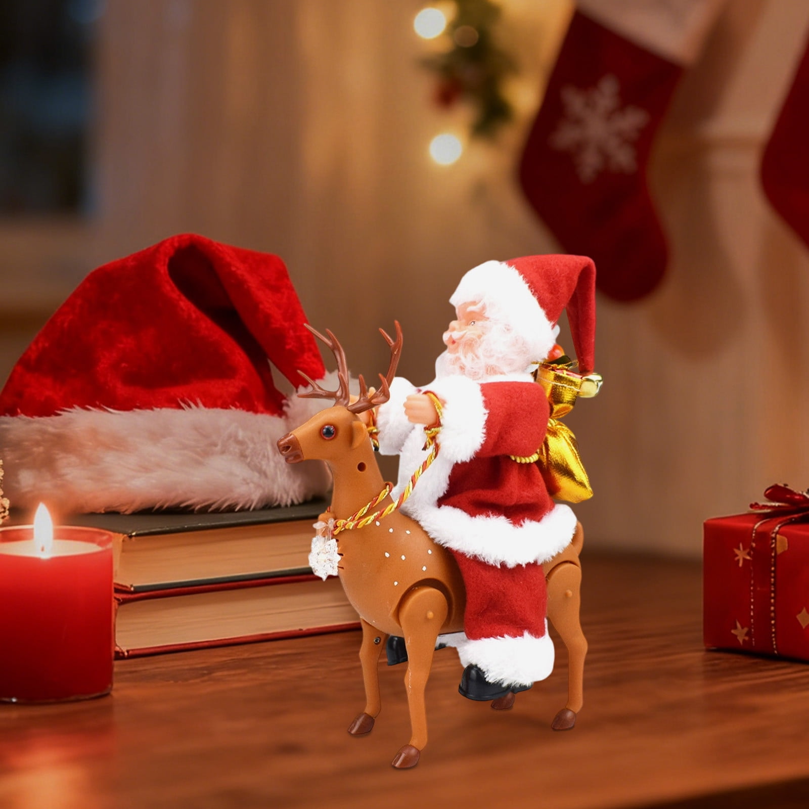 9.4IN Santa with Reindeer Electric Toy - Animated Christmas Display ...