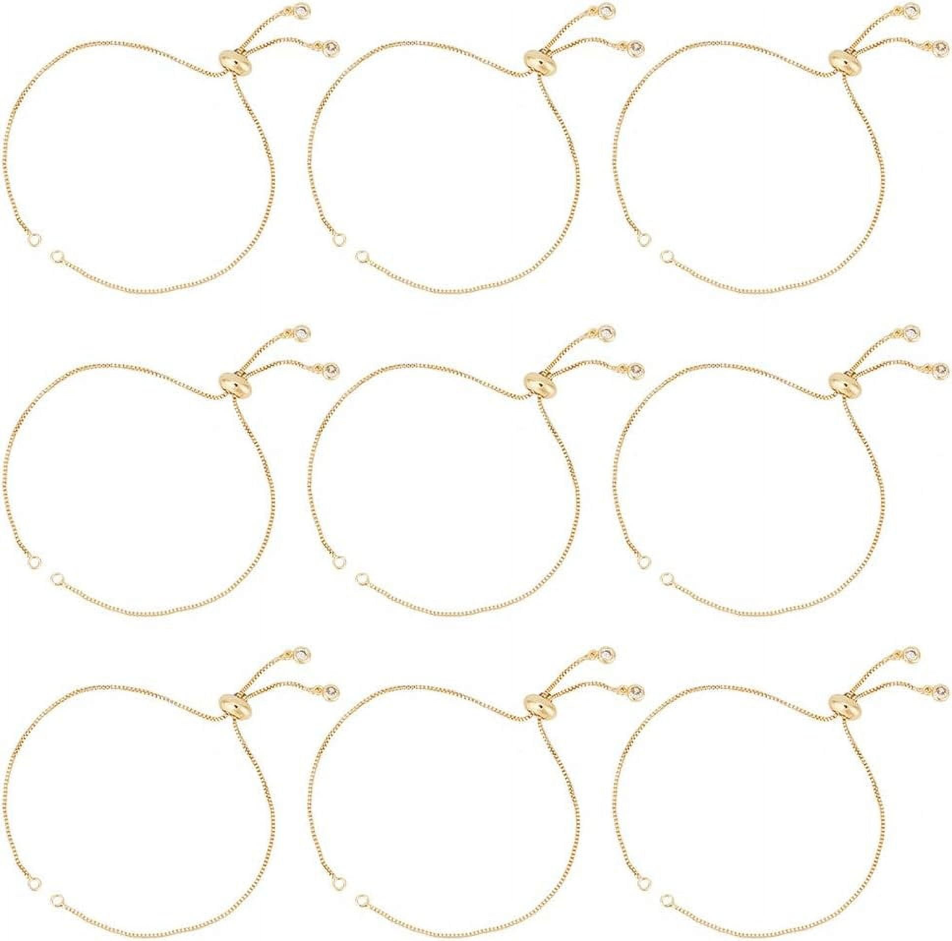 9.4in(24cm) 10pcs Golden Brass Slider Bracelet Adjustable Slider ...