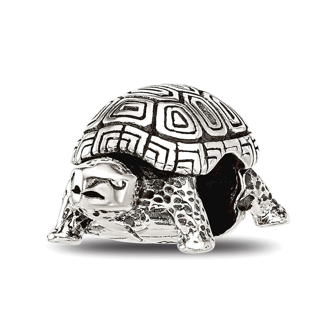 9.4mm 925 Sterling Silver Reflections Oxidized Turtle Bead Charm ...