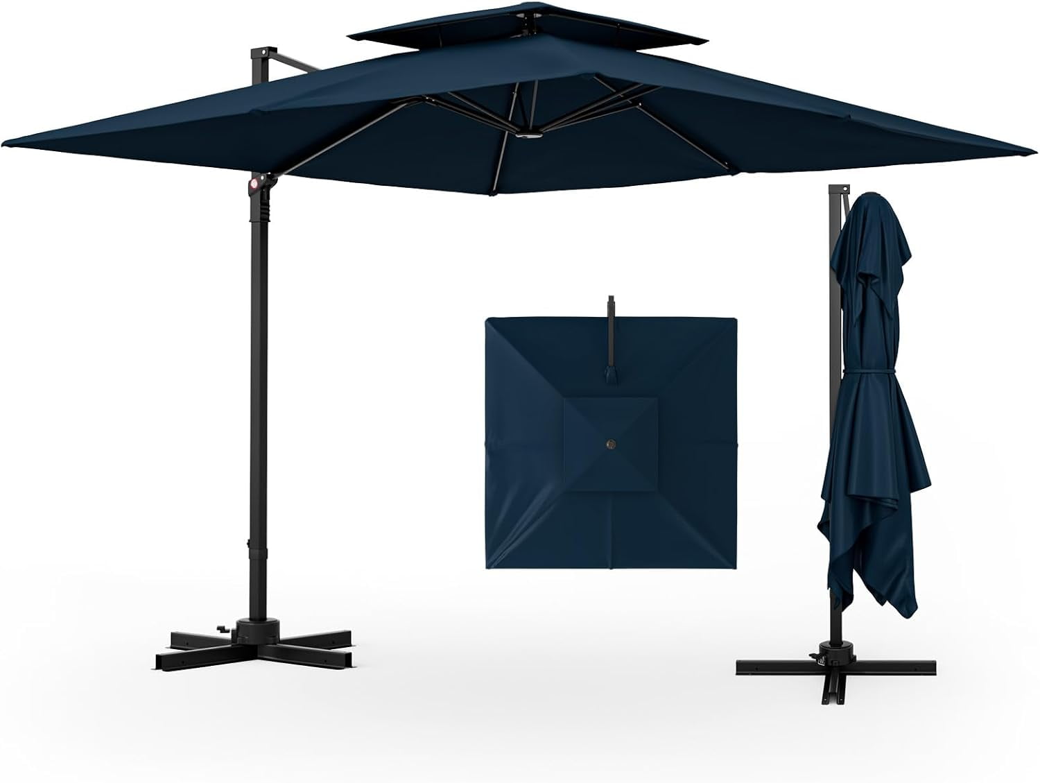 9.5 FT Cantilever Patio Umbrella, Outdoor Square Offset Umbrella with ...