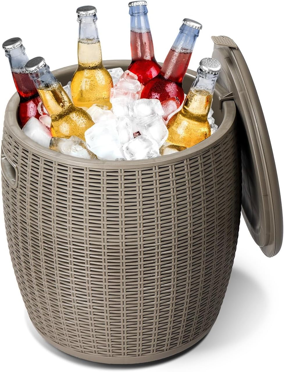 9.5 Gallon Cooler Side Table, Portable Ice Chest with Built-in Handle ...