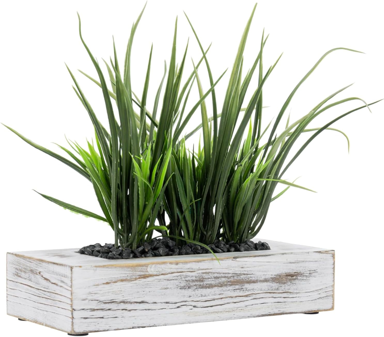 9.5 Inch Artificial Green Grass Plants in Shabby White Washed Weathered ...