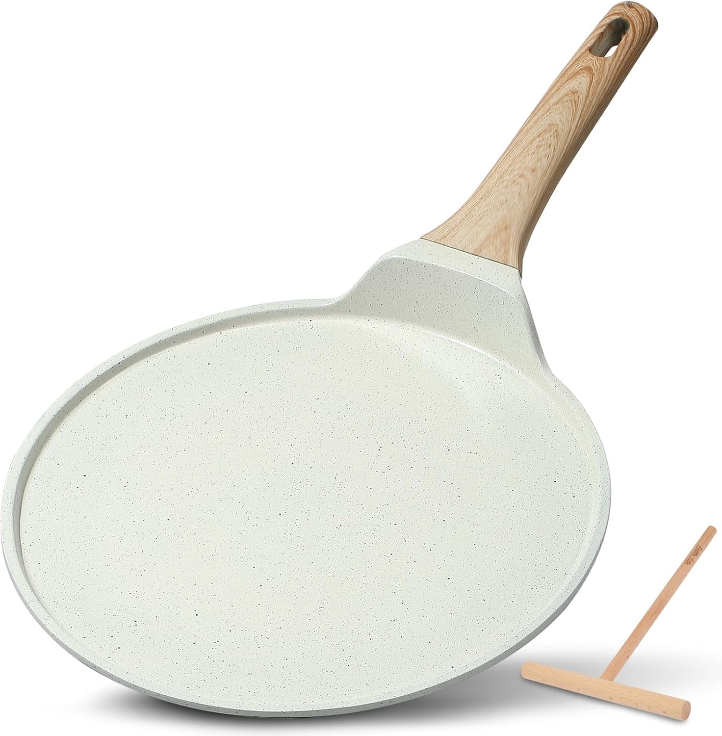 9.5 Inch Crepe Pan with Spreader, Nonstick Ceramic Flat Skillet Dosa ...