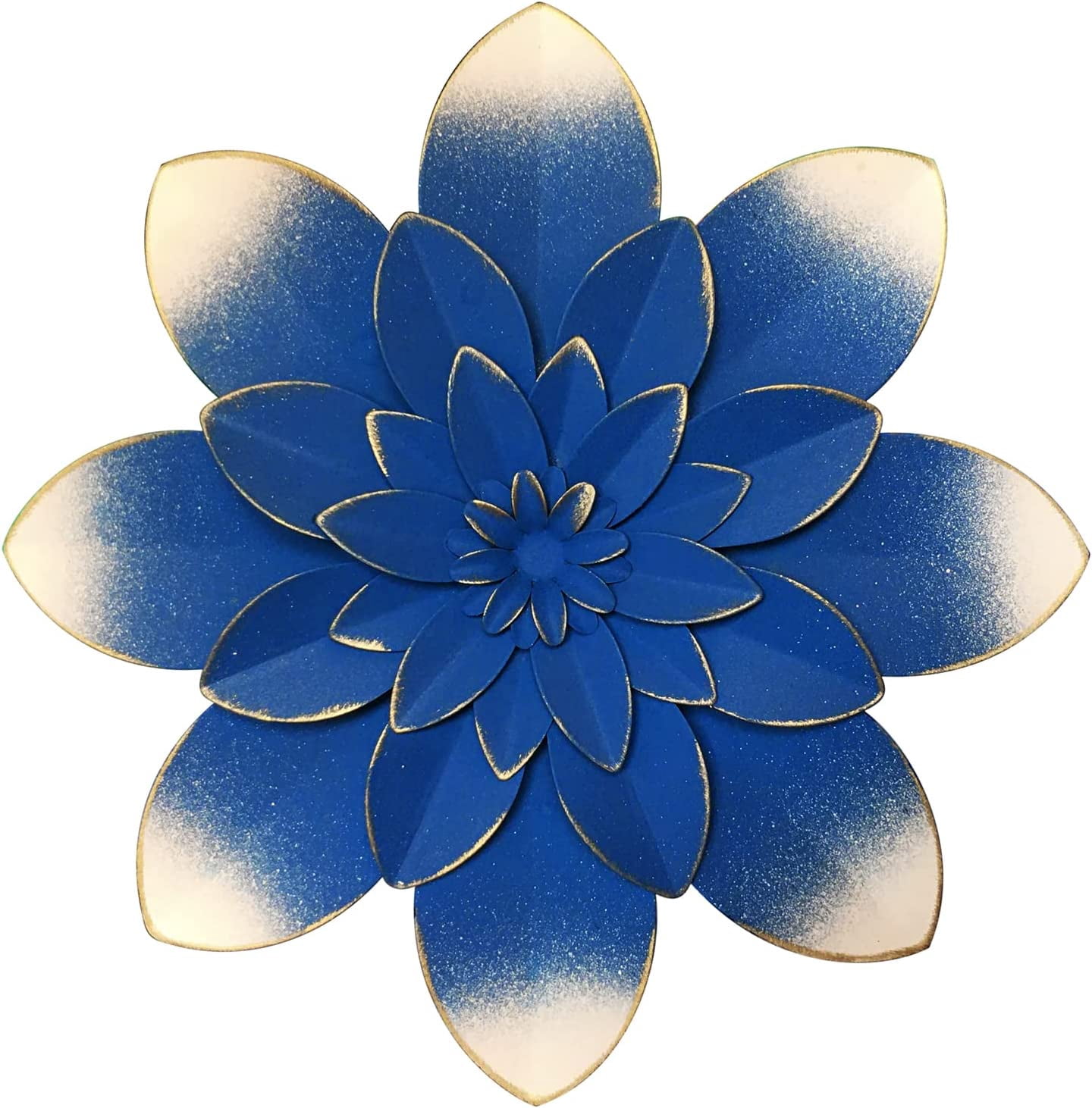 9.5 Inch Dark Blue Metal Flower Wall Art Decor - Rustic Modern Floral ...