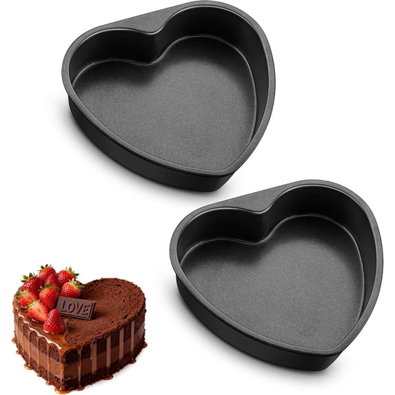 9.5 Inch Heart Cake Pan, 2Pcs Nonstick Heart Shaped Cake Mold, Large ...