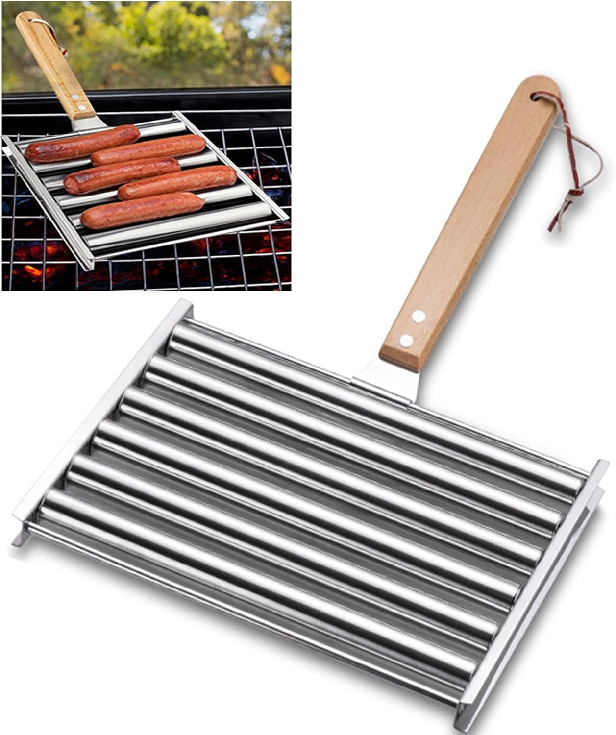 9.5 Inch Long Hot Dog Roller for bbq Grill, Evenly Cook Sausage Roller ...
