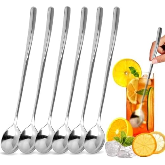 9.5-Inch Long Spoon, Ice Tea Spoons for Ice Cream, Coffee, Cocktail ...