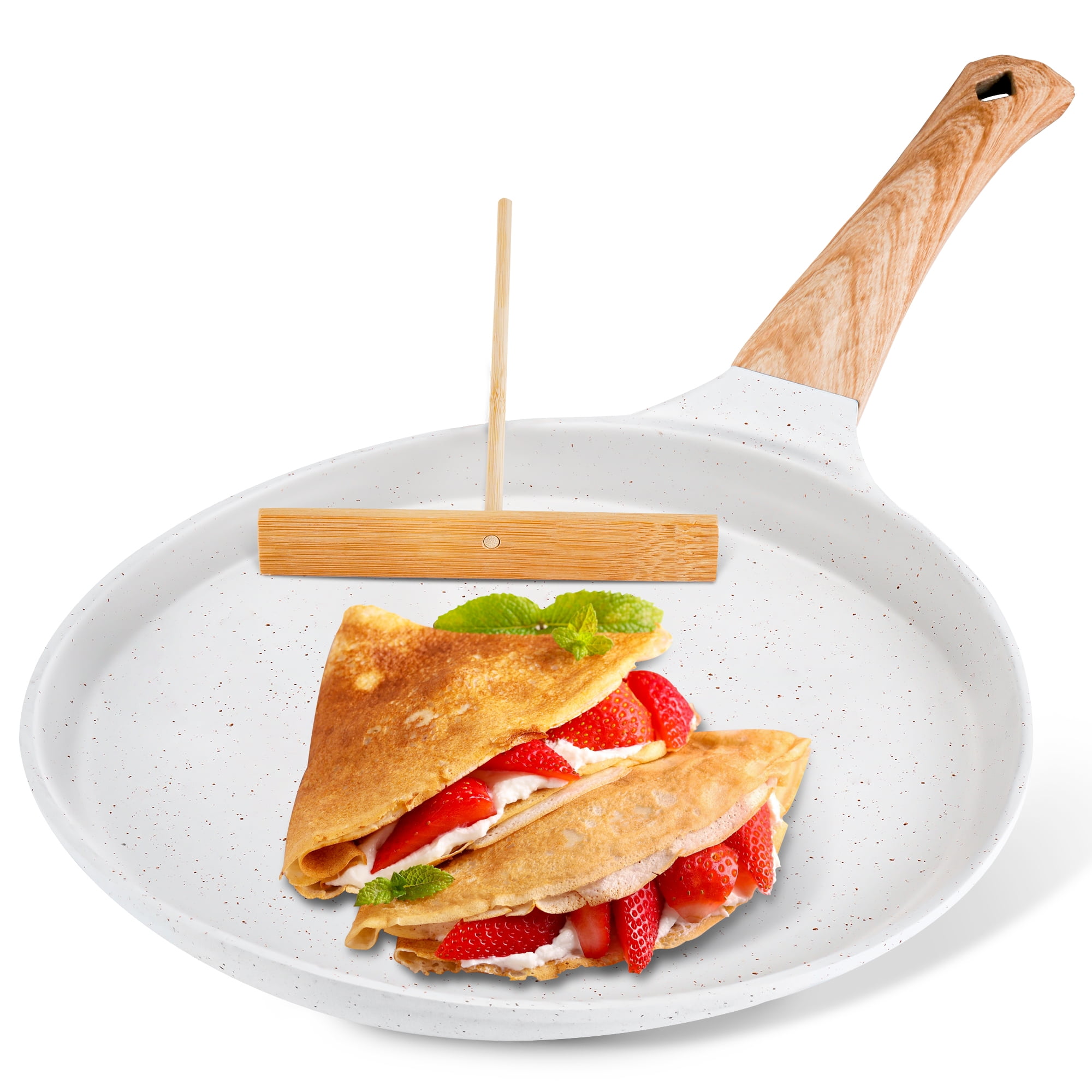 9.5 Inch Nonstick Crepe Pan - Ceramic Coated PFOA-Free, Ergonomic ...