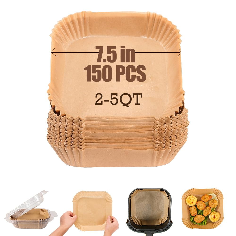 9.5 Inch Paper Air Fryer Liners Disposable,130 Pcs Square Air Fryer ...