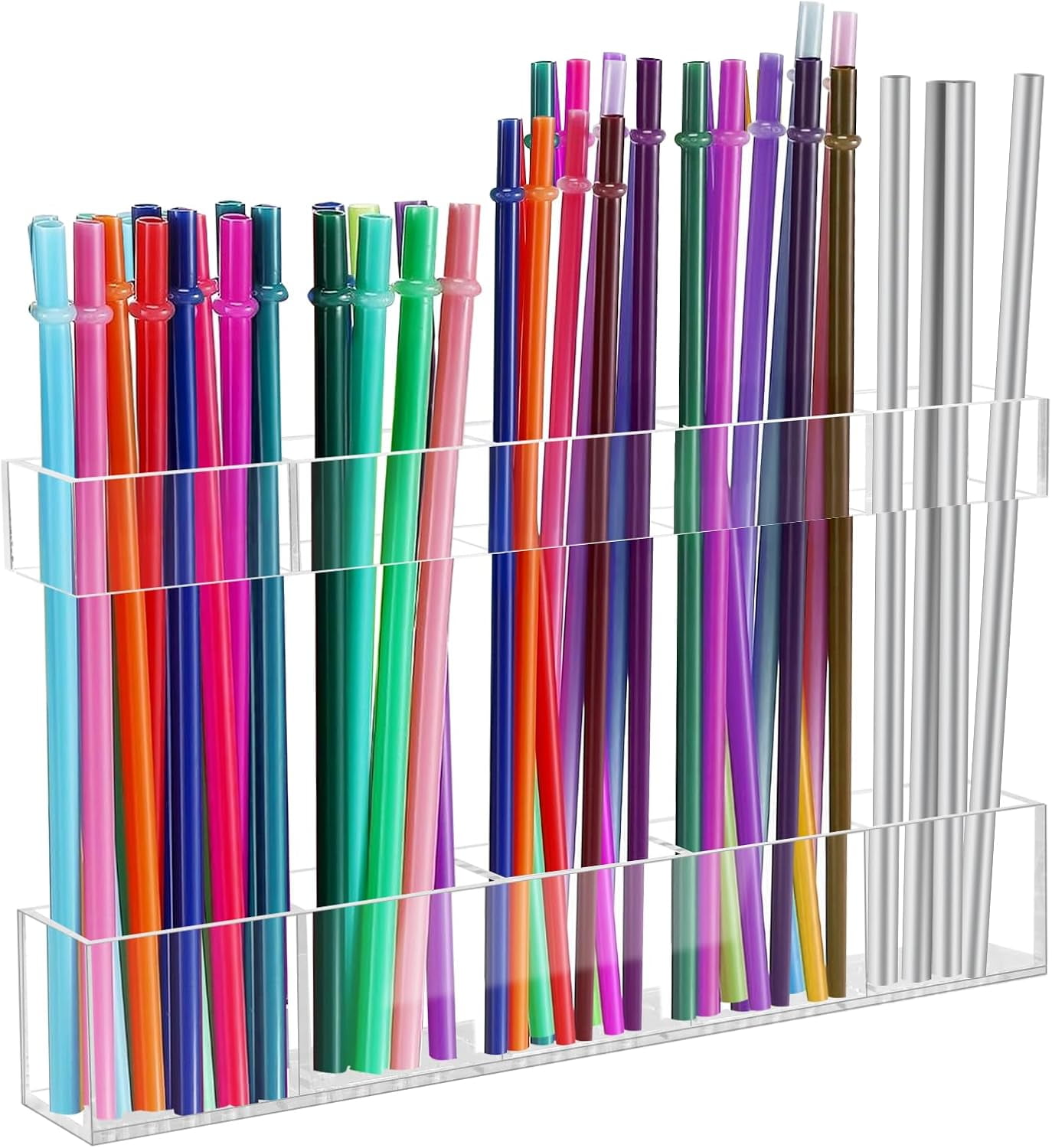 9.5” Large Acrylic Straw Holder for Cabinet Door - Reusable Tumbler ...
