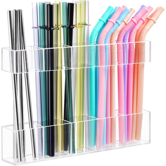9.5” Large Acrylic Straw Holder for Cabinet Door - Ultra Sticky ...