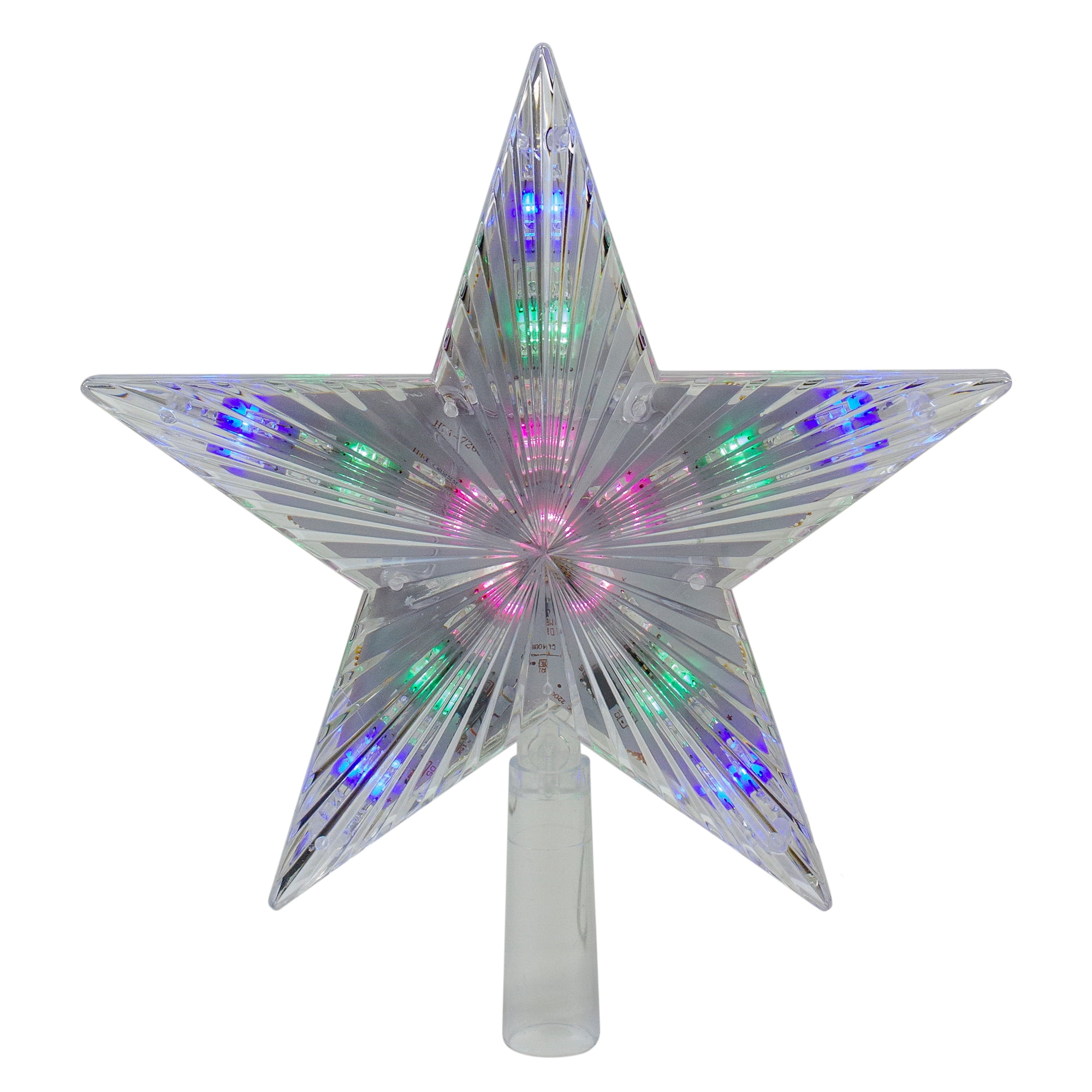 9.5" Lighted Clear 5 Point Star Christmas Tree Topper - Multicolor LED ...
