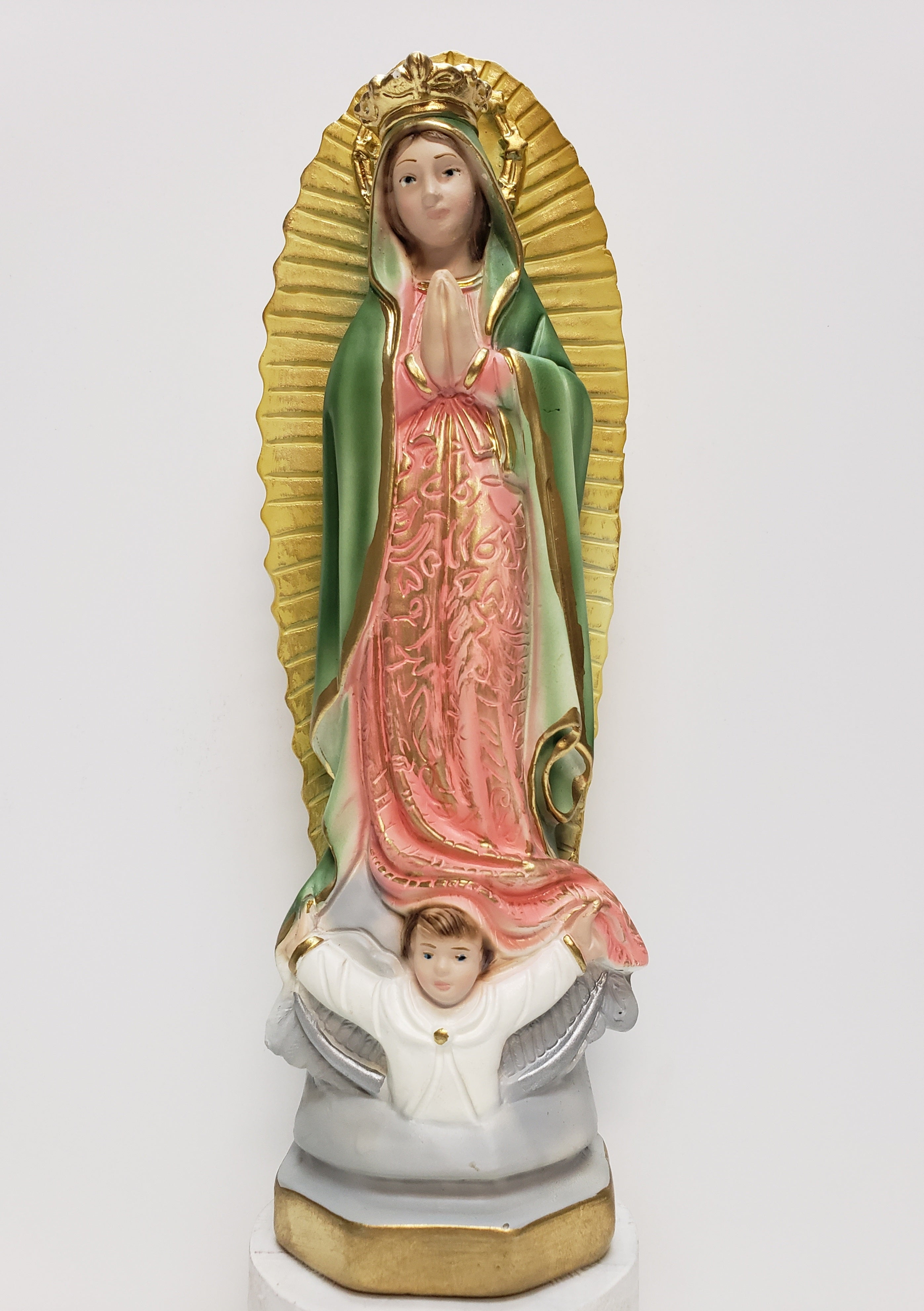 9.5" Pastel Color Our Lady of Guadalupe statue- Hand Painted in Italy ...
