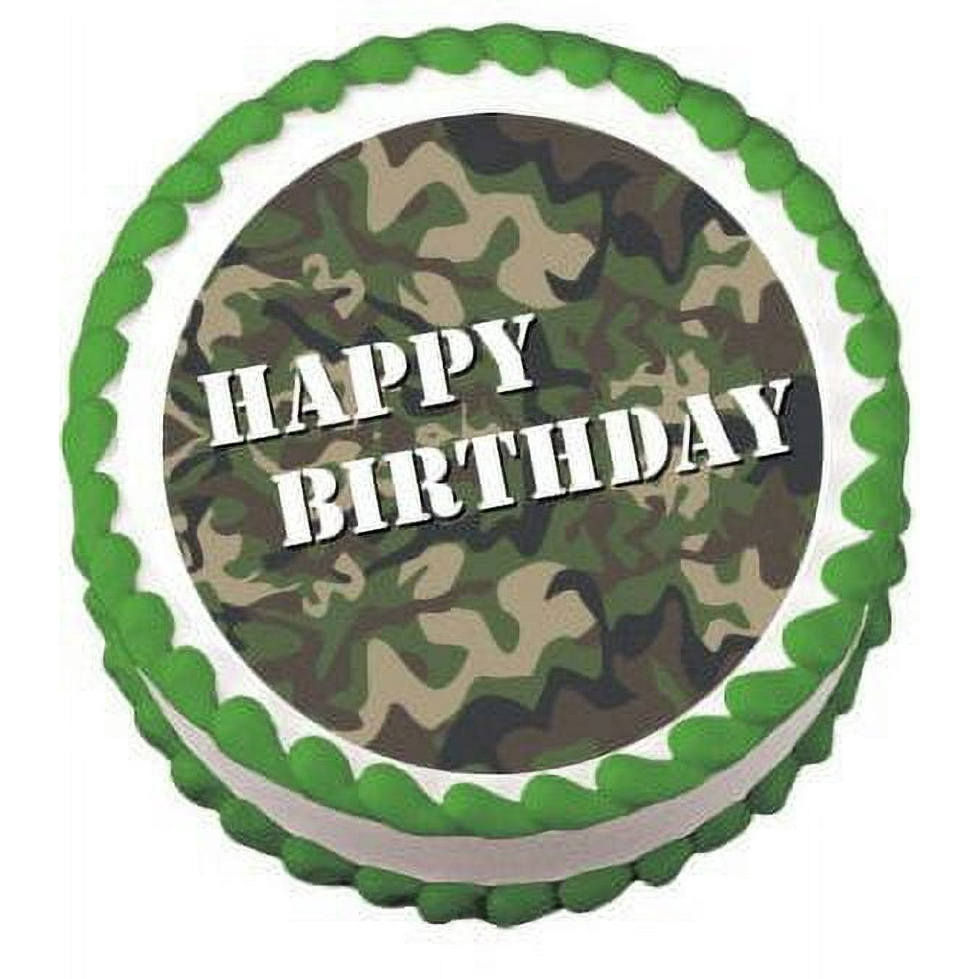 9.5" Pre-Cut Round Military Army Camoflage Birthday Party Edible Image ...