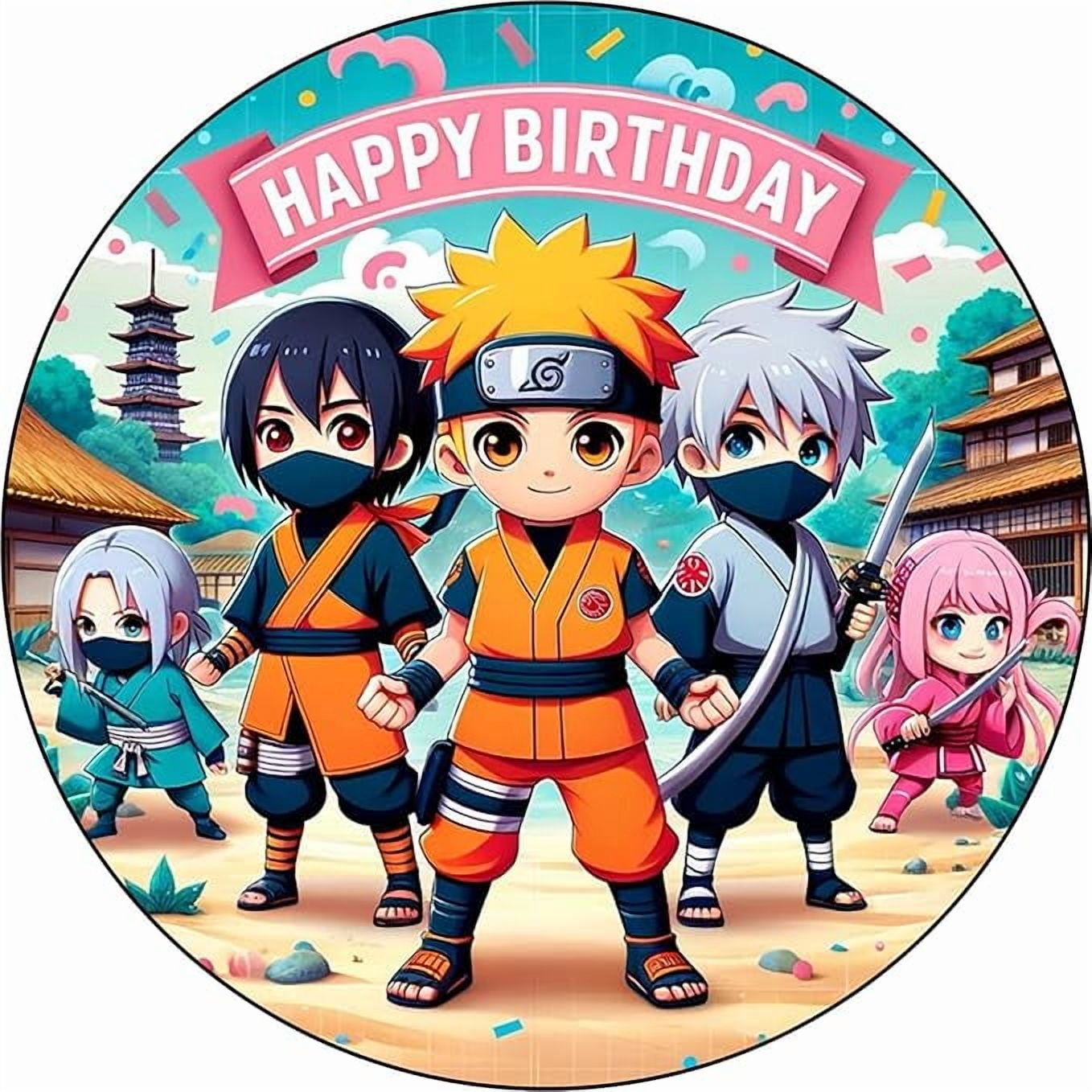 9.5" Pre-Cut Round Ninja Happy Birthay Edible Image Cake Topper By TNCT ...