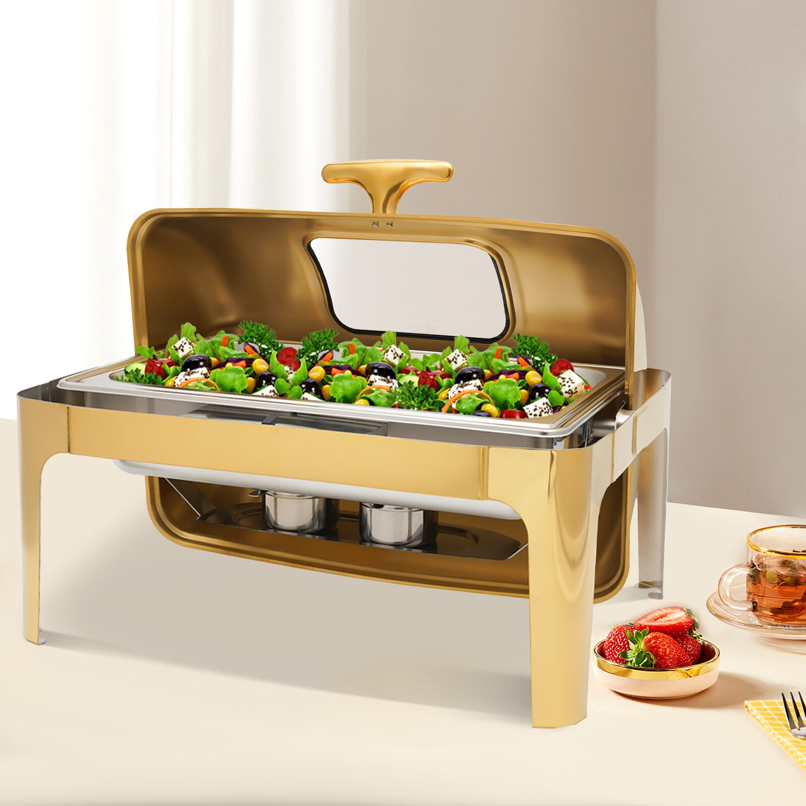 9.5 Qt Rectangular Chafing Dish,Roll Top Chafing Dish Buffet Set,9L ...
