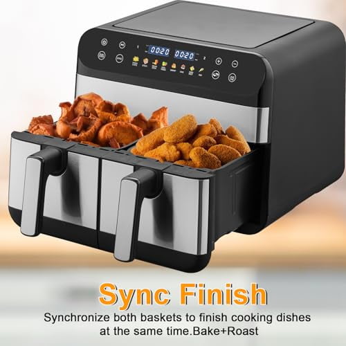 9.5 Quart 8-in-1 DualZone 2-Basket Air Fryer with 2 Independent Frying ...