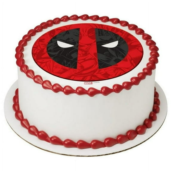 9.5" Round Deadpool Icon Edible Image Cake Topper By TNCT - Walmart.com