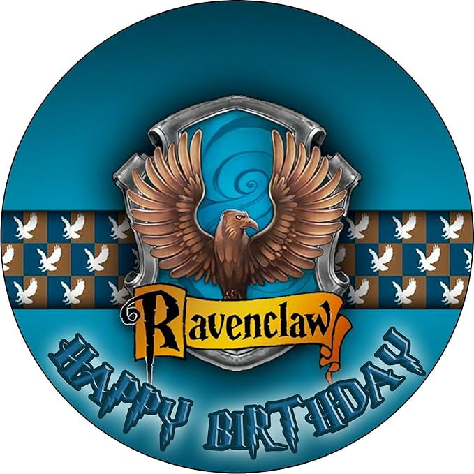 9.5" Round Pre-Cut Blue Happy Birthday Harry Potter Ravenclaw Edible ...