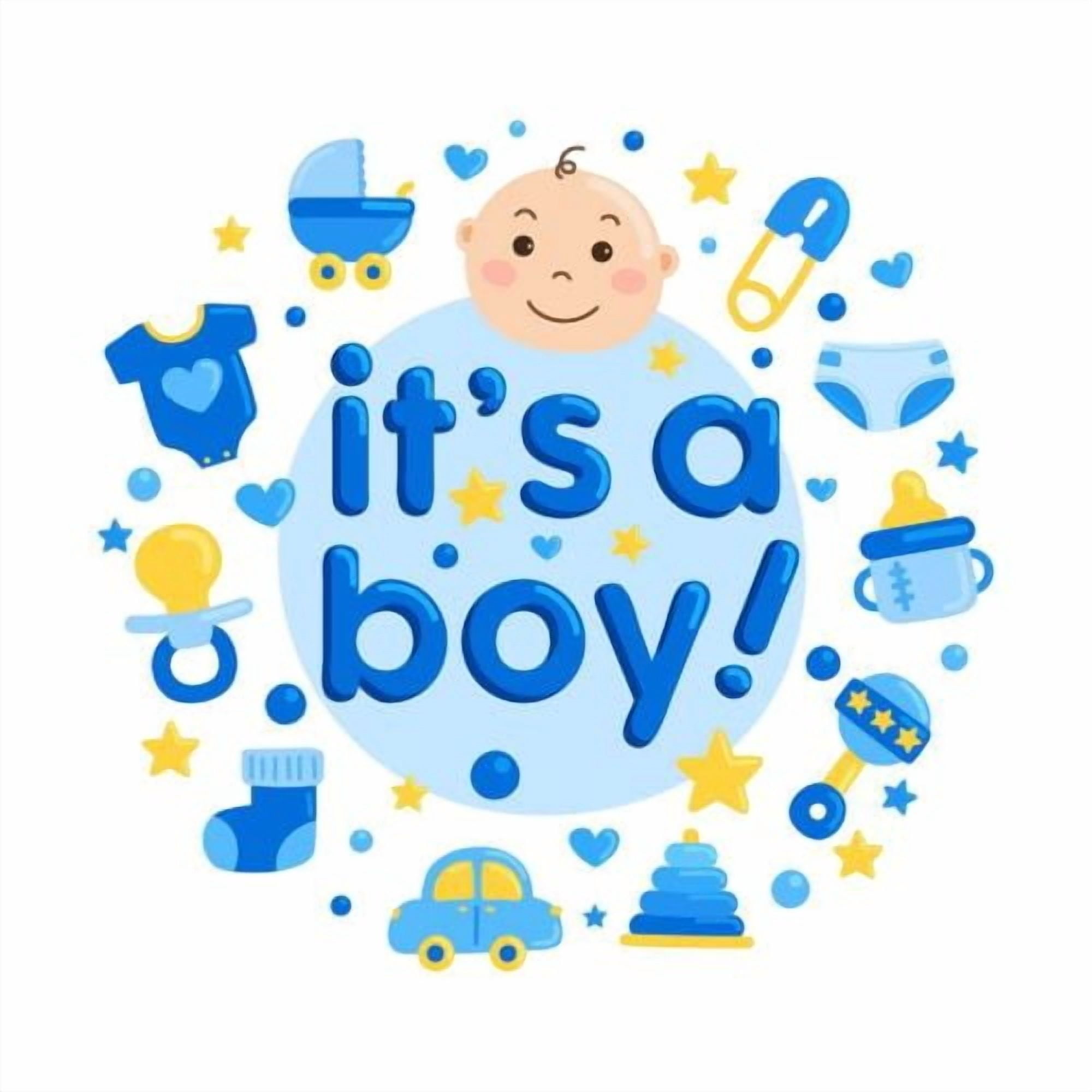 9.5" Round Pre-Cut Cute Blue & Yellow It's A Boy Baby Shower Gender ...