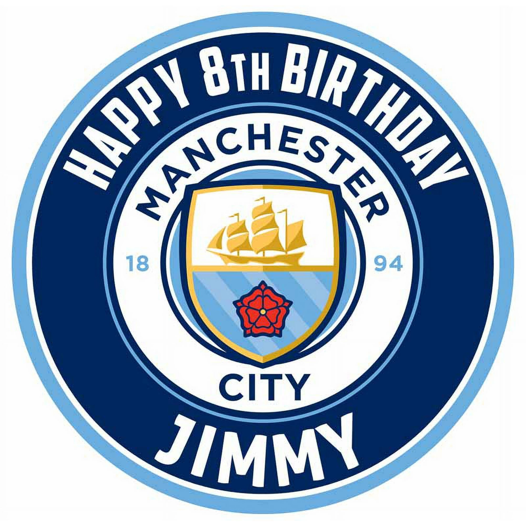9.5" Round Pre-Cut Manchester City FC Birthday Edible Image Cake Topper ...