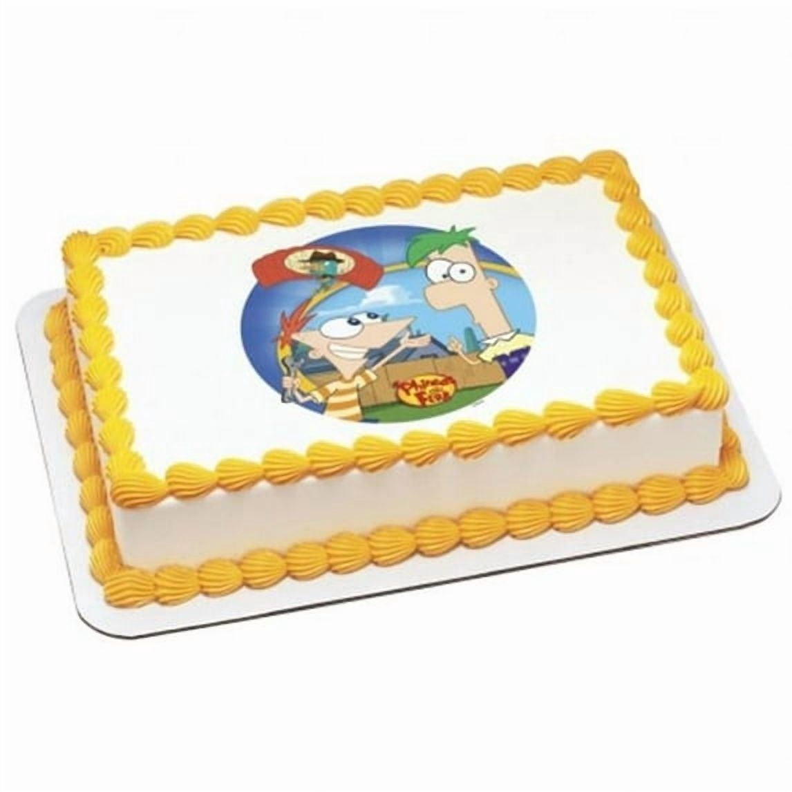 9.5" Round Pre-Cut Phineas and Ferb Agent Birthday Edible Image Cake ...