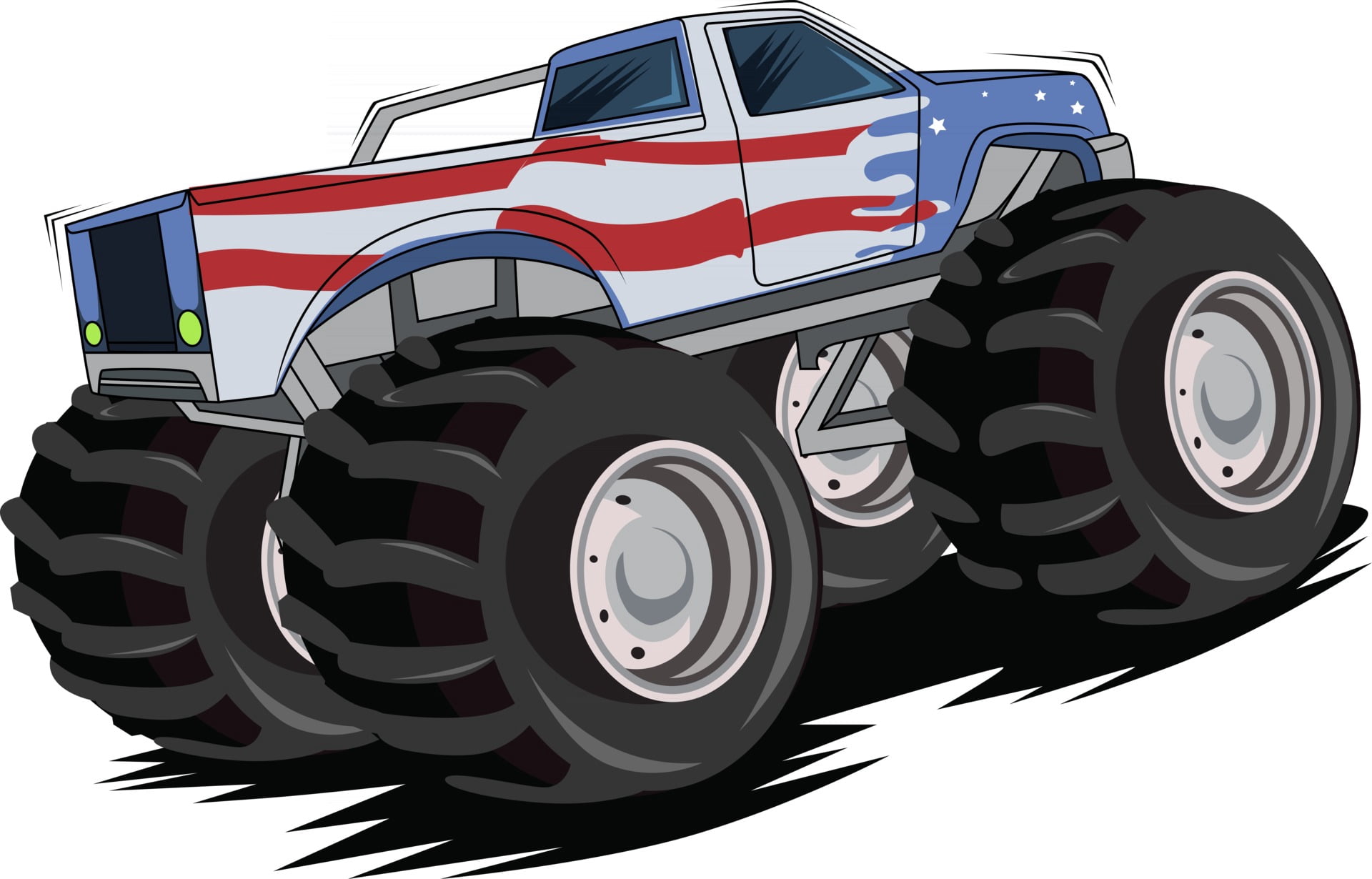 9.5" Round Pre-Cut Red, White & Blue Lifted Monster Truck Theme ...