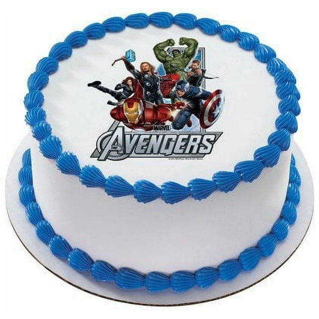 9.5" Round Pre-Cut The Avengers Marvel Super Heroes Birthday Edible ...
