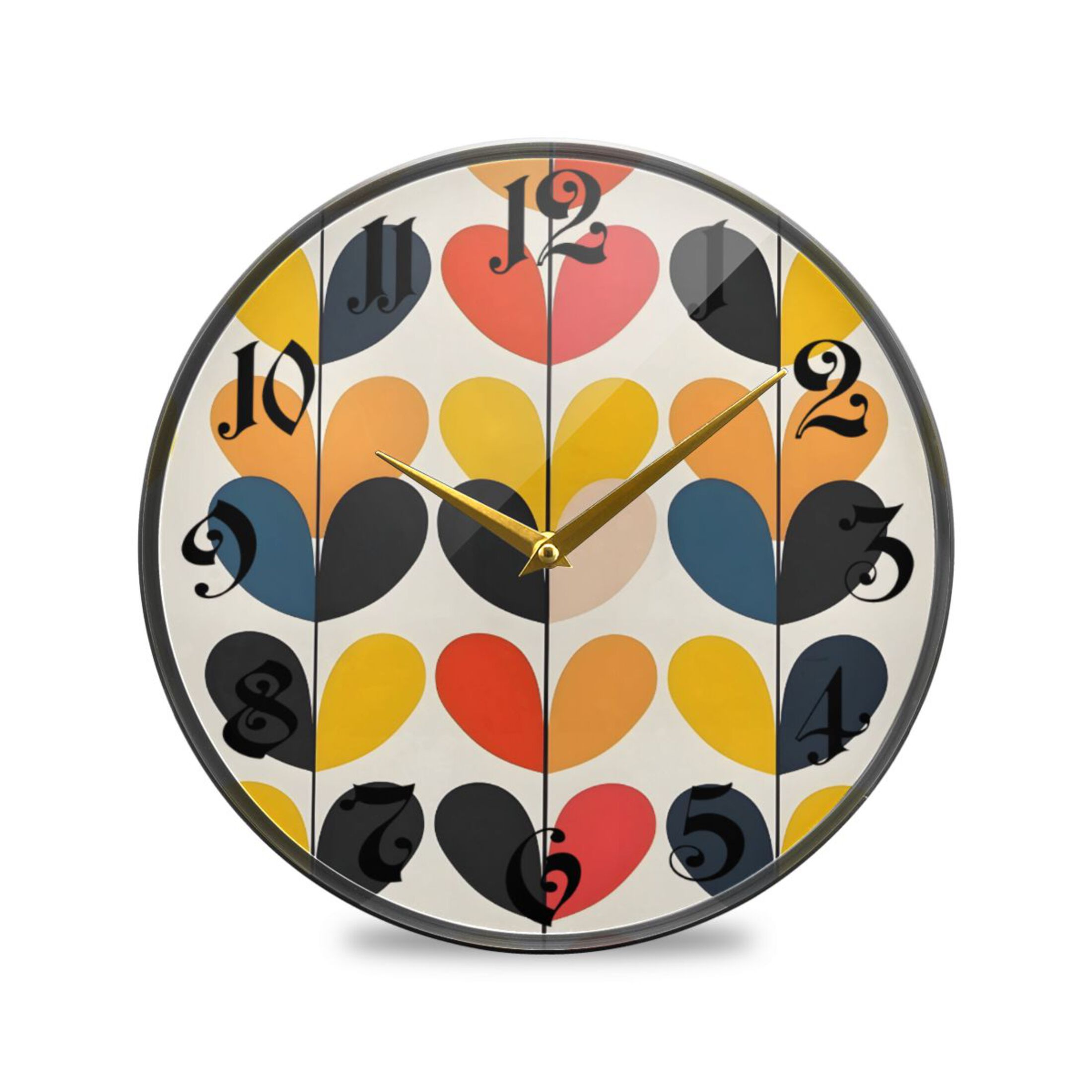 9.5" Round Silent Wall Clocks Abstract Leave Heart Acrylic Battery ...