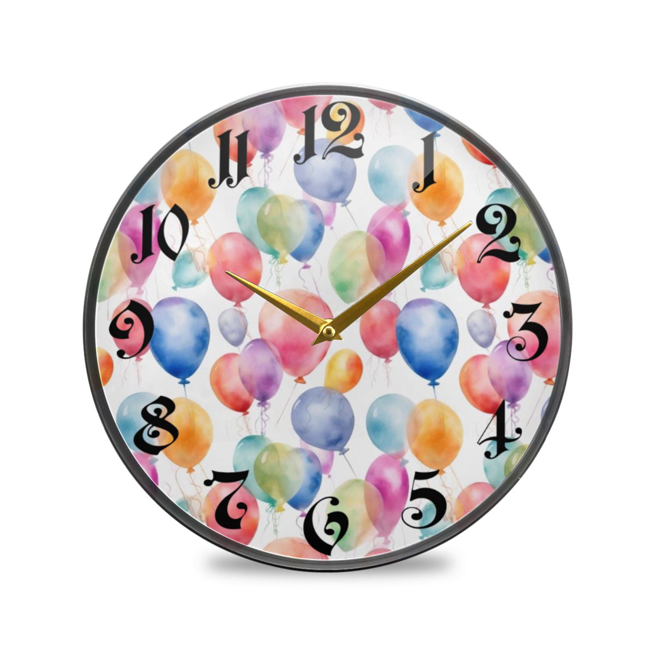 9.5" Round Silent Wall Clocks Balloons Acrylic Battery Operated Clock ...