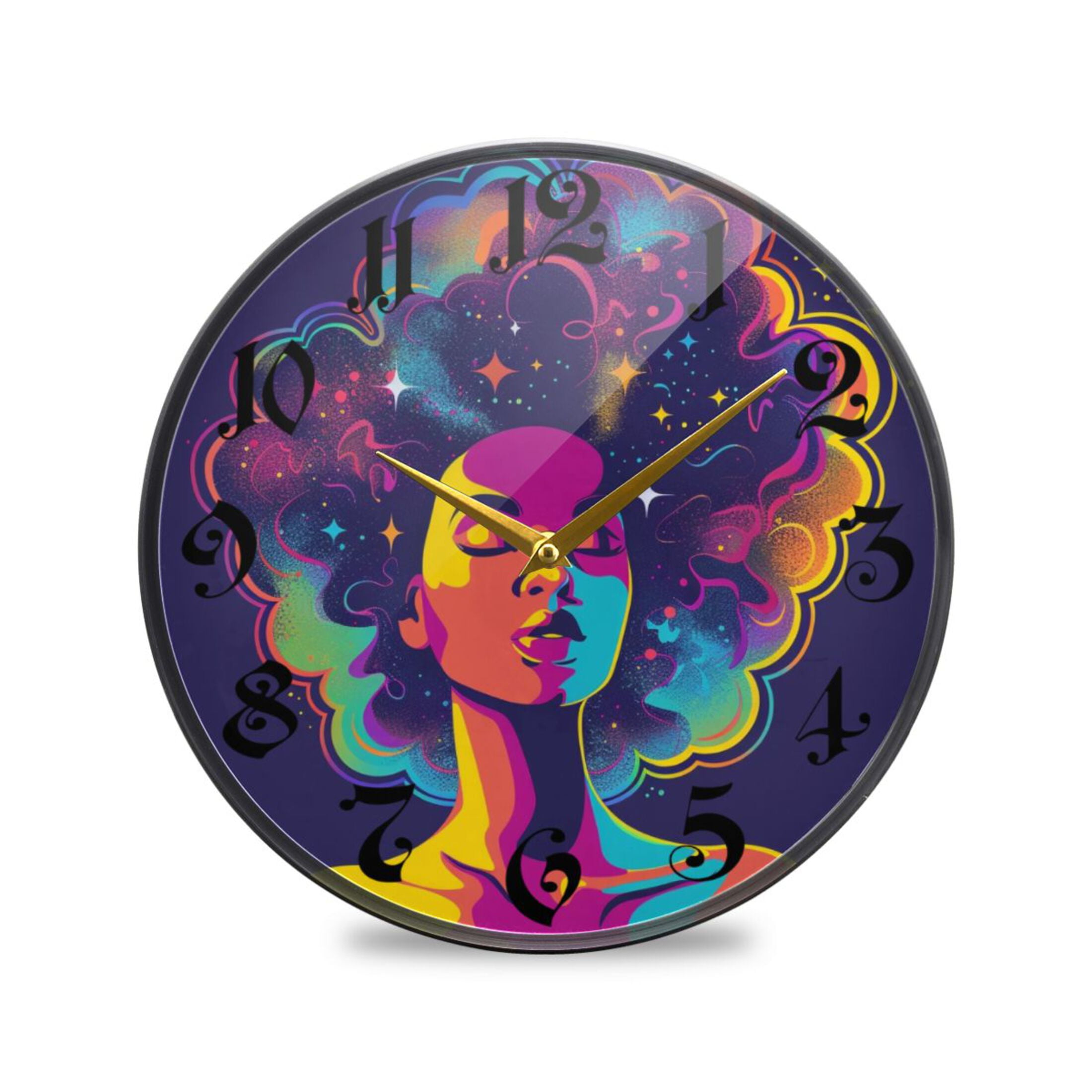9.5" Round Silent Wall Clocks Beautiful Girl Acrylic Battery Operated ...