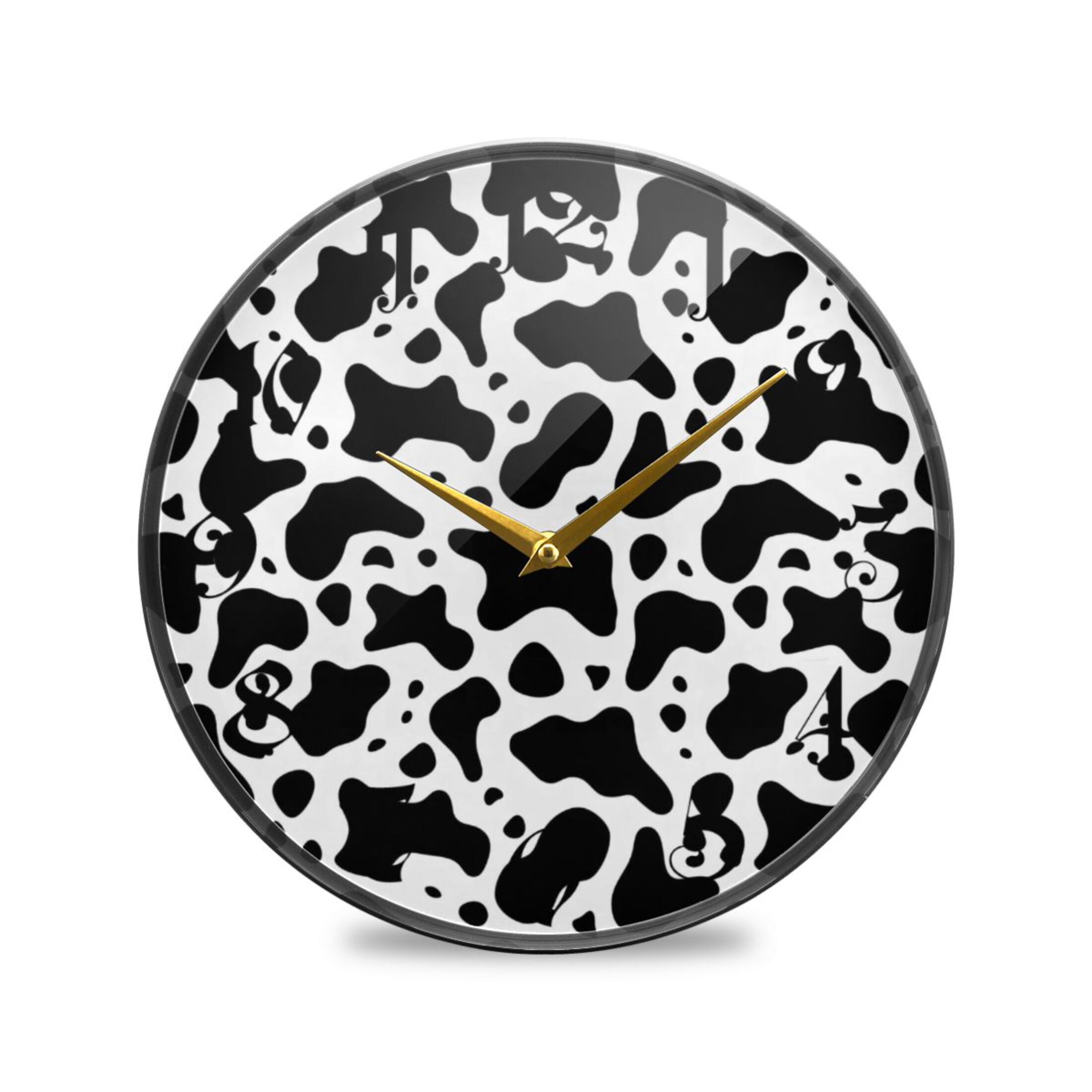 9.5" Round Silent Wall Clocks Black and White Acrylic Battery Operated ...