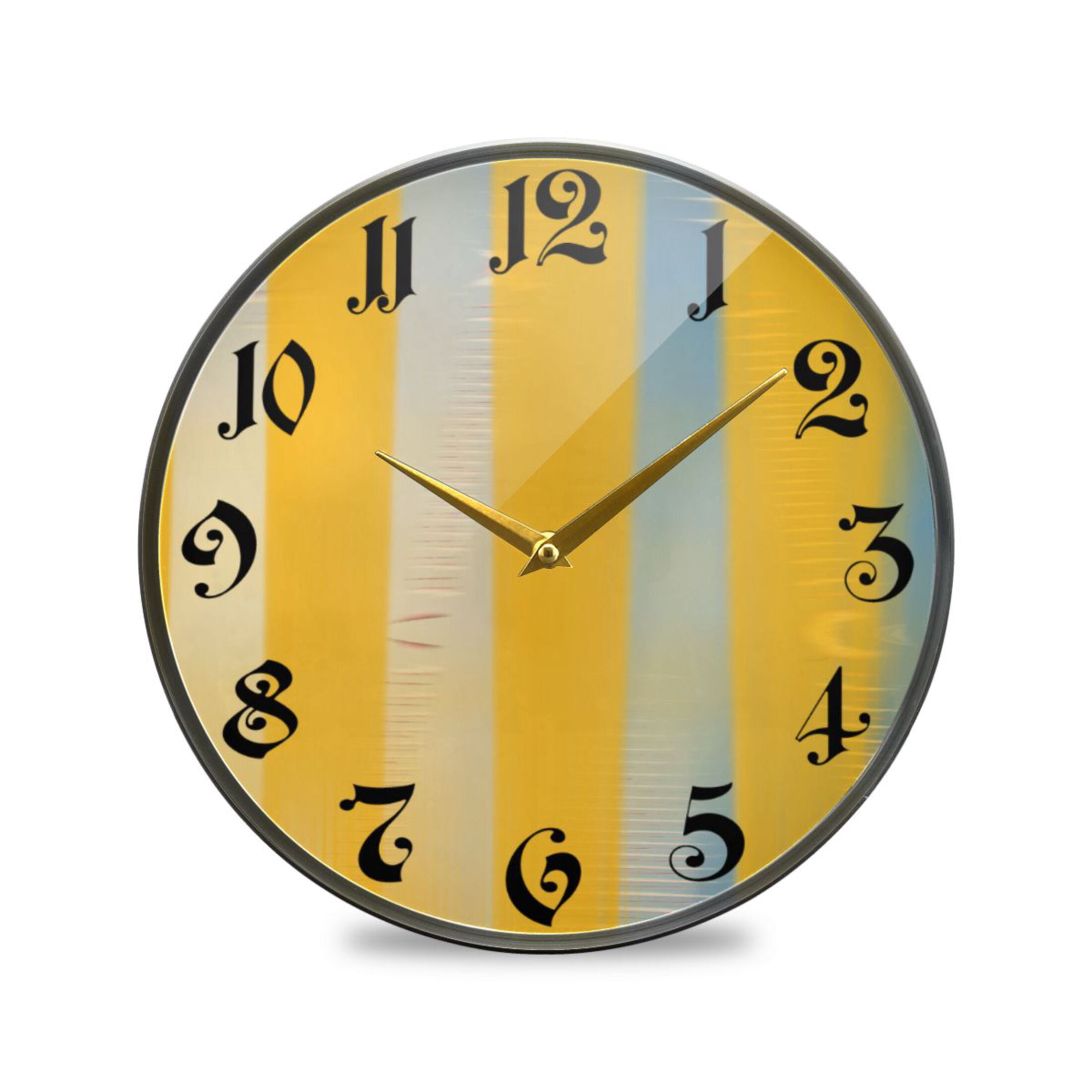 9.5" Round Silent Wall Clocks Blue and Yellow Tie Dye Acrylic Battery ...