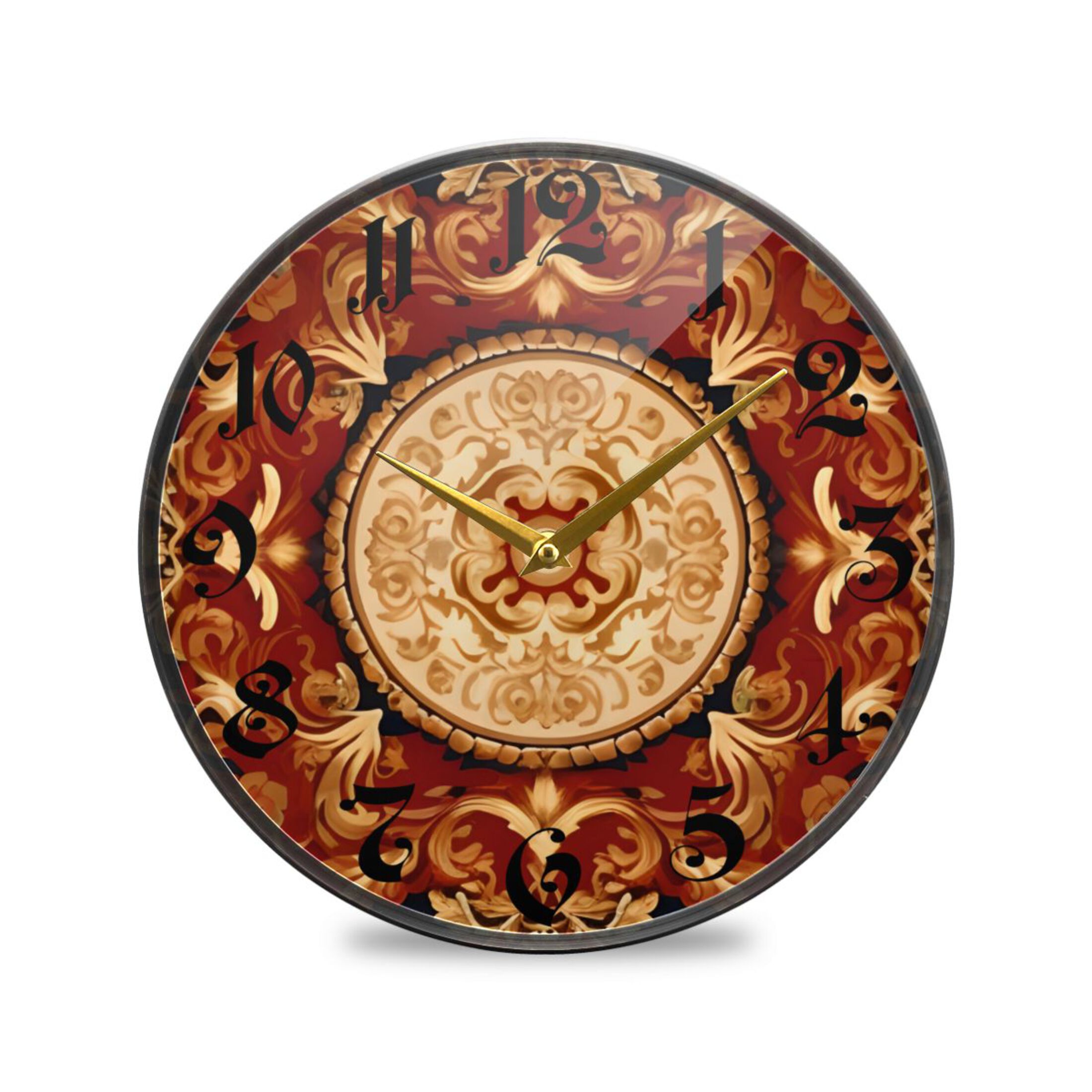 9.5" Round Silent Wall Clocks Bohomia Mandala Style Acrylic Battery Operated Clock Non-Ticking ...
