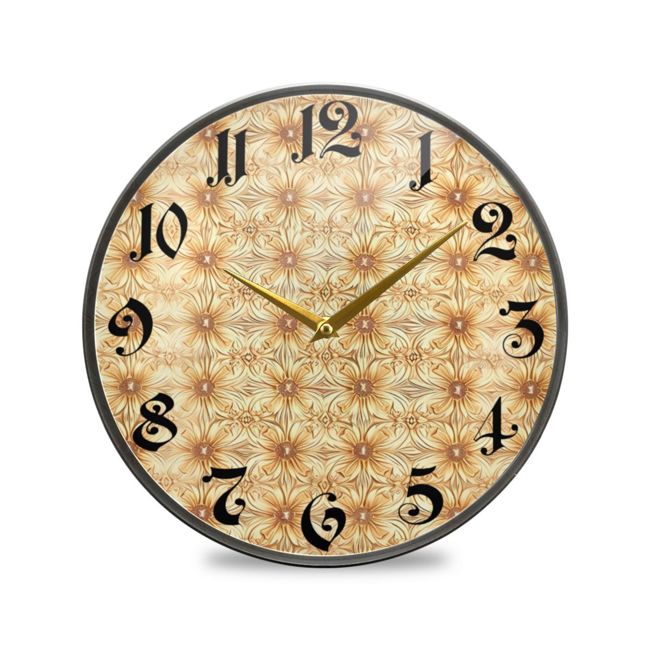 9.5" Round Silent Wall Clocks Bohomia Retro Yellow Acrylic Battery ...