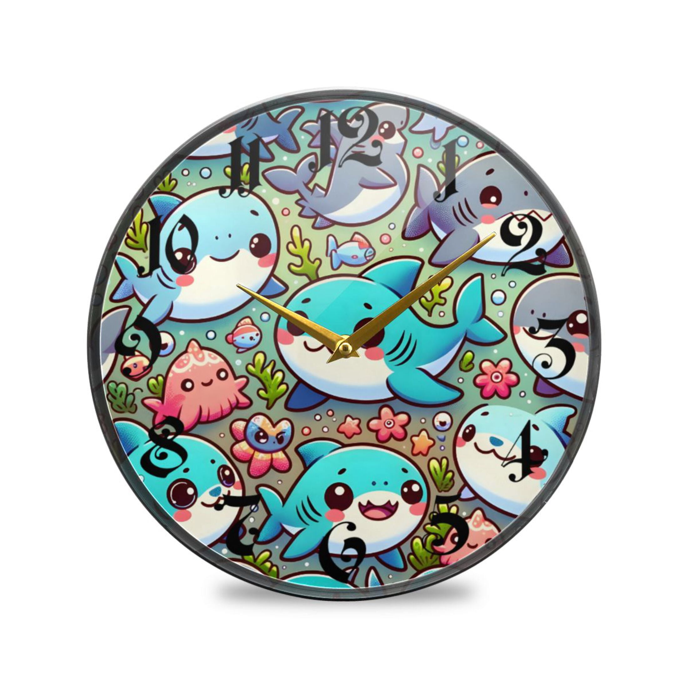 9.5" Round Silent Wall Clocks Cute Whale Acrylic Battery Operated Clock ...