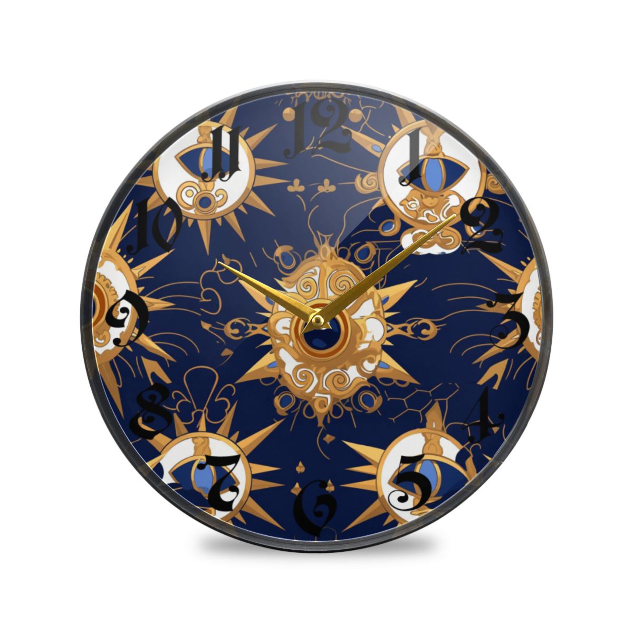 9.5" Round Silent Wall Clocks Eyes Bohomia Acrylic Battery Operated ...