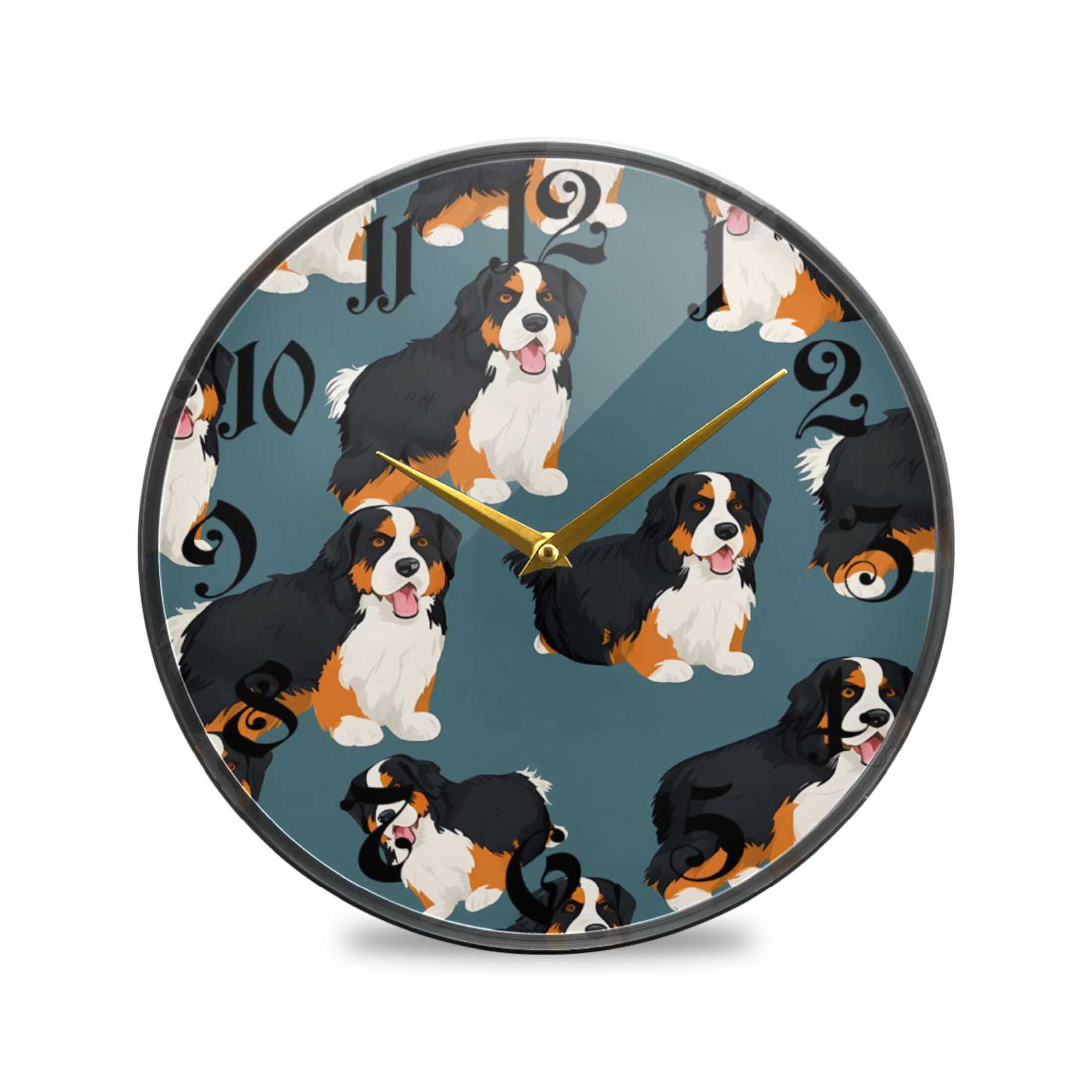 9.5" Round Silent Wall Clocks Funny Cute Dogs Acrylic Battery Operated ...