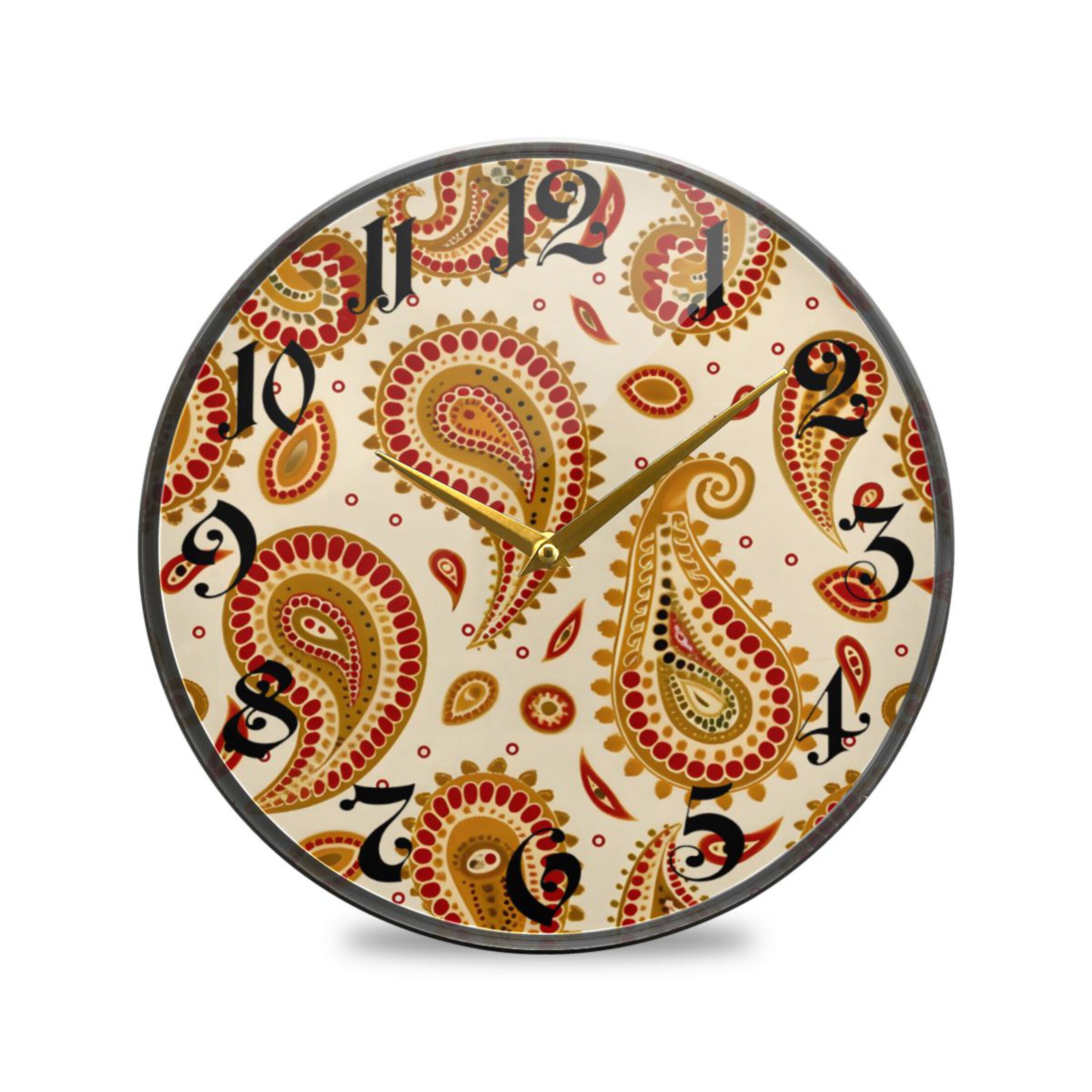 9.5" Round Silent Wall Clocks Graffiti Boho Acrylic Battery Operated ...