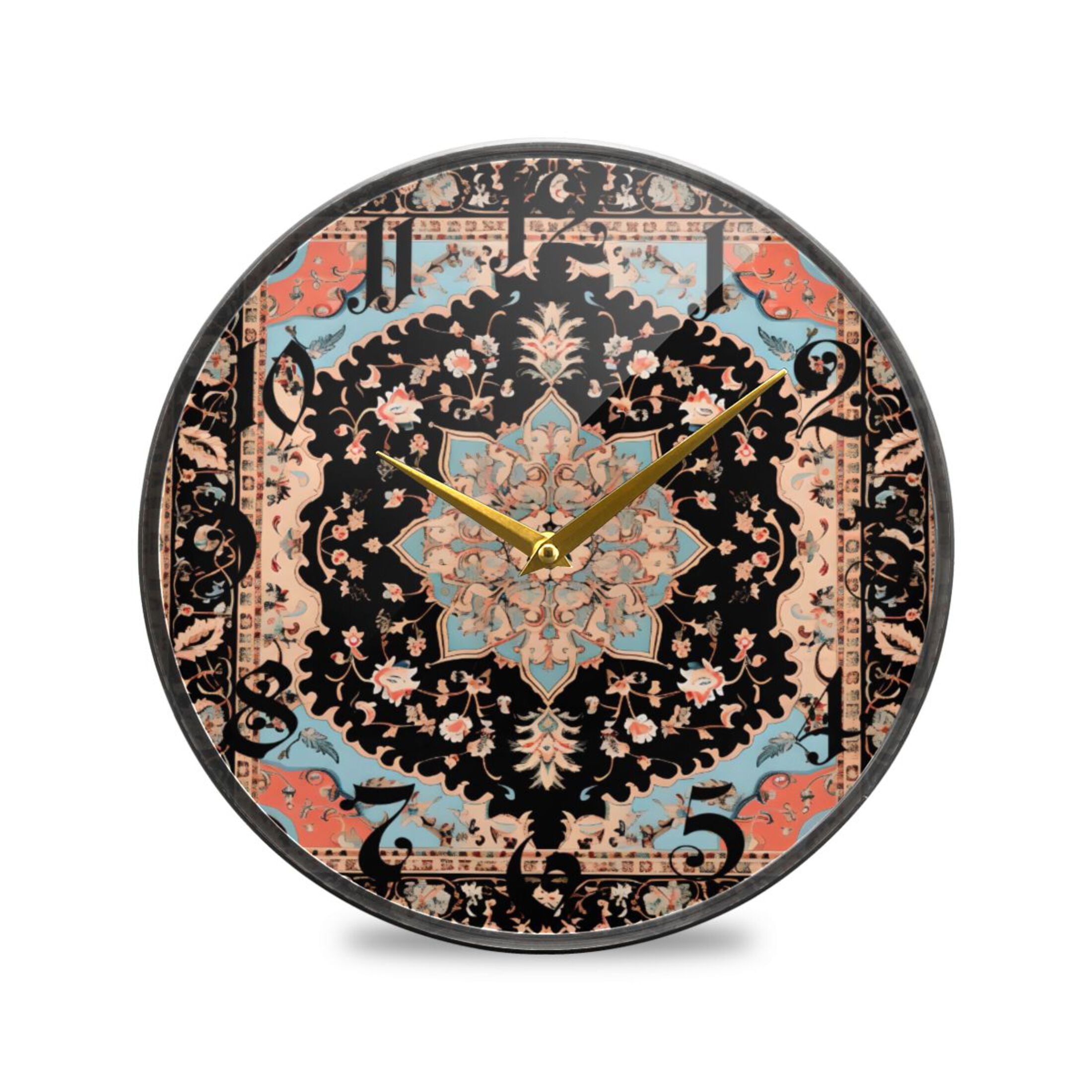 9.5" Round Silent Wall Clocks Indian Ethnic Pattern Acrylic Battery ...
