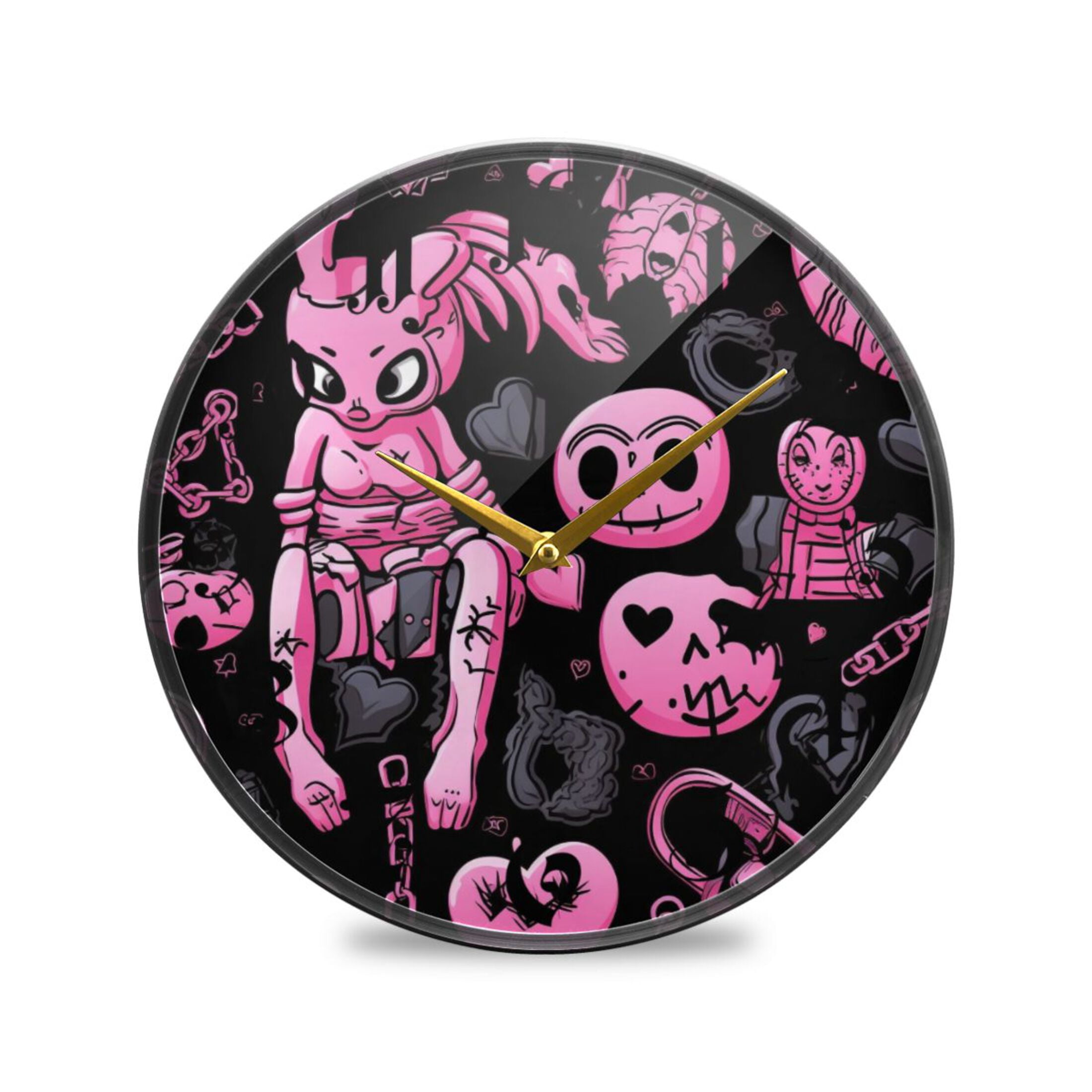 9.5" Round Silent Wall Clocks Magic Ghost Acrylic Battery Operated ...