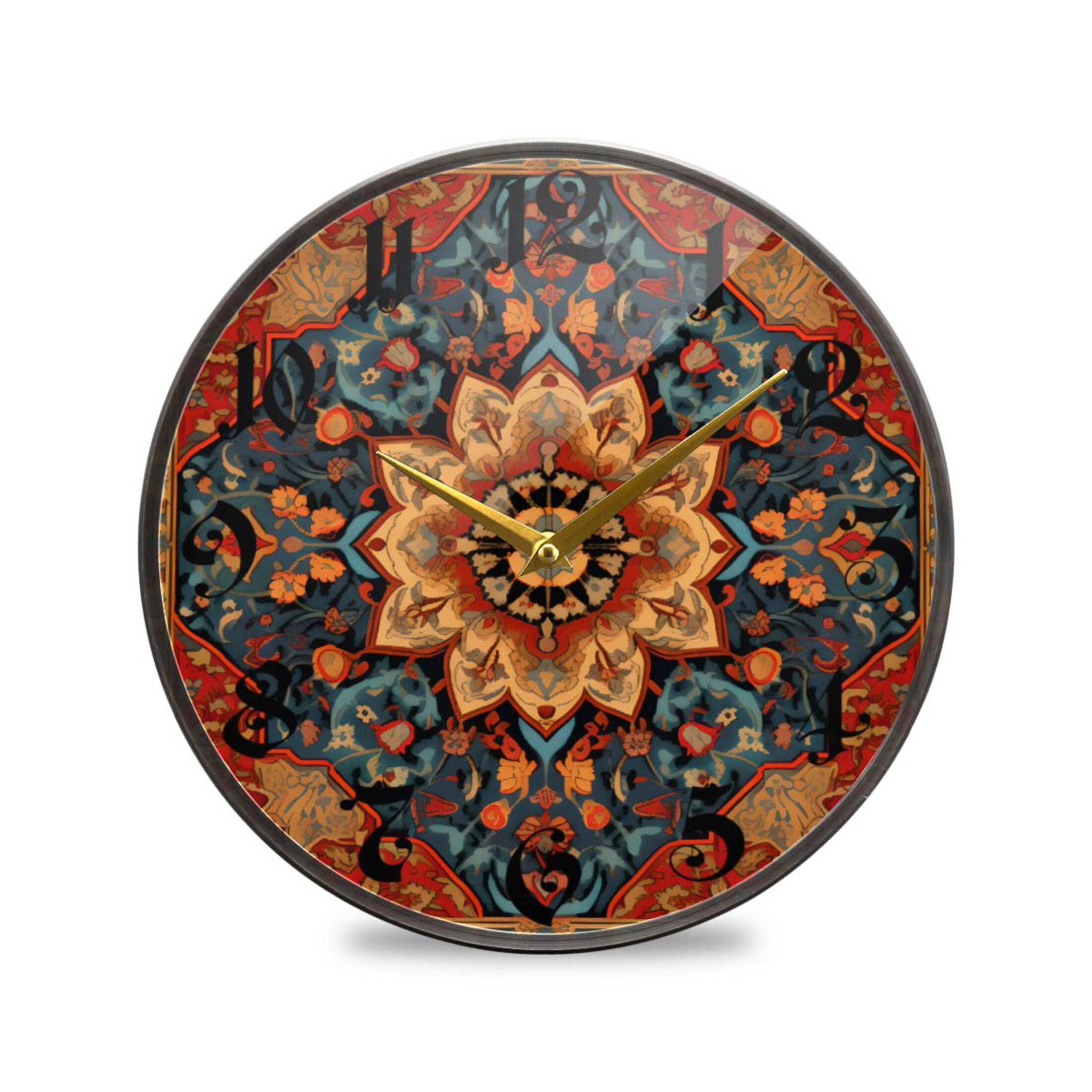 9.5" Round Silent Wall Clocks Mandala Style Indian Acrylic Battery ...